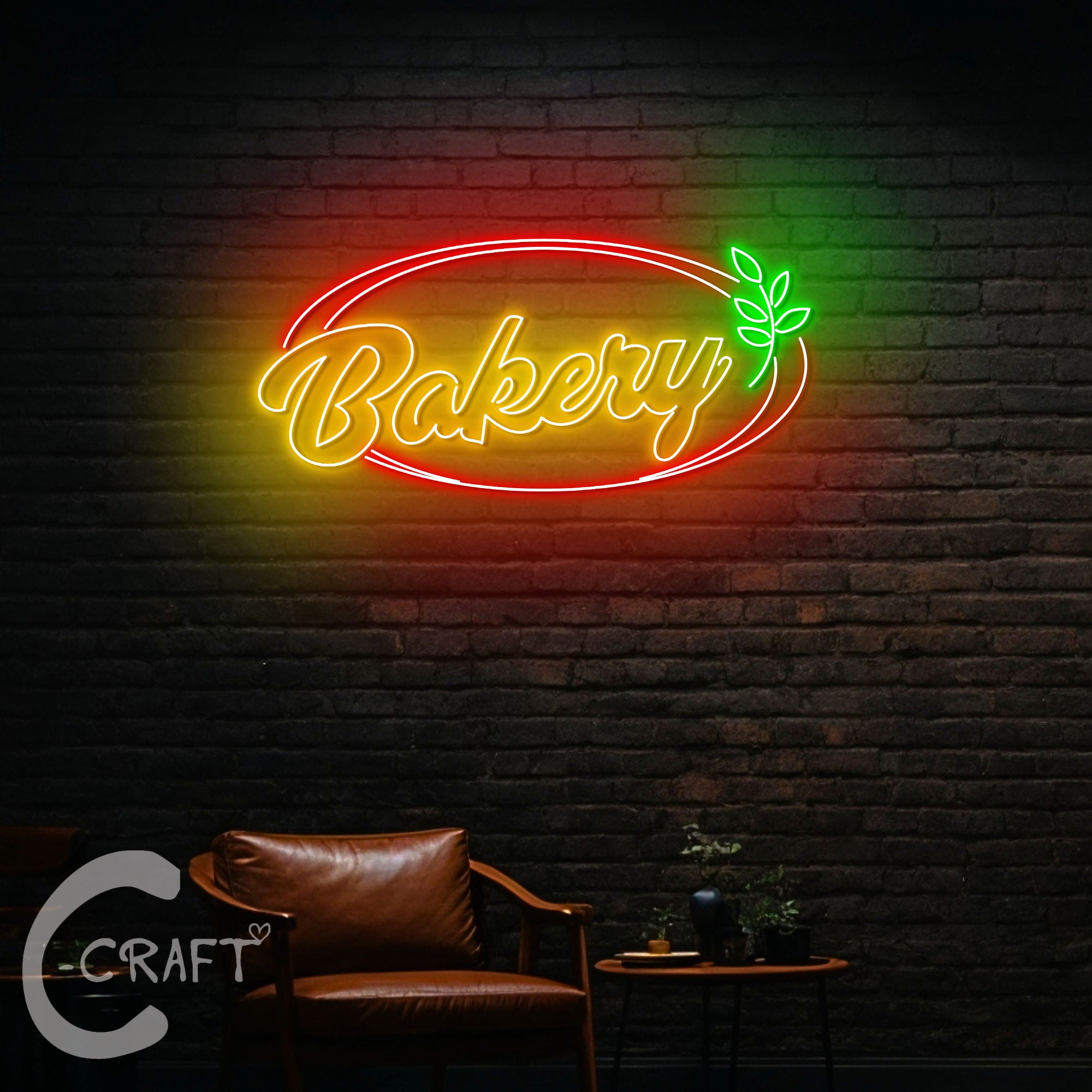 C-CRAFT Bakery Logo Neon Led Light Up 25 inch for Open Bakery Cake Shop ...