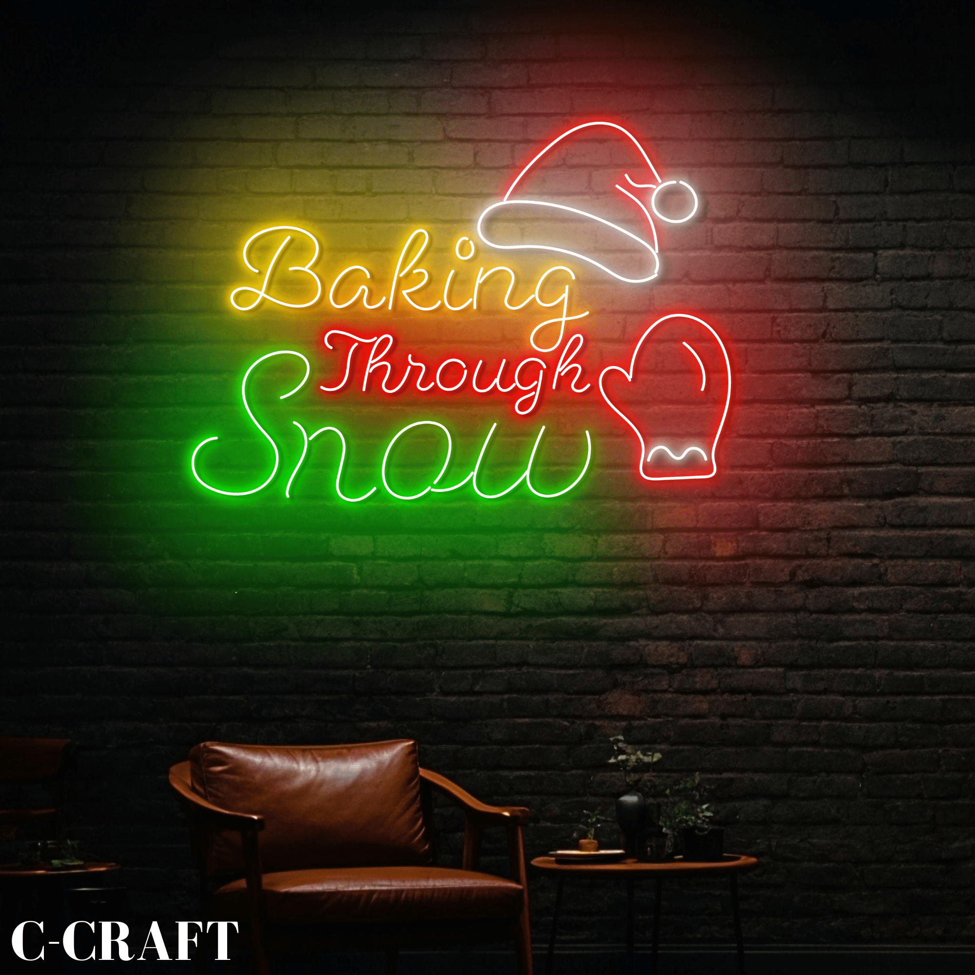 C-CRAFT Baking Through Snow Neon Sign Led Light Sign Wall Art for ...
