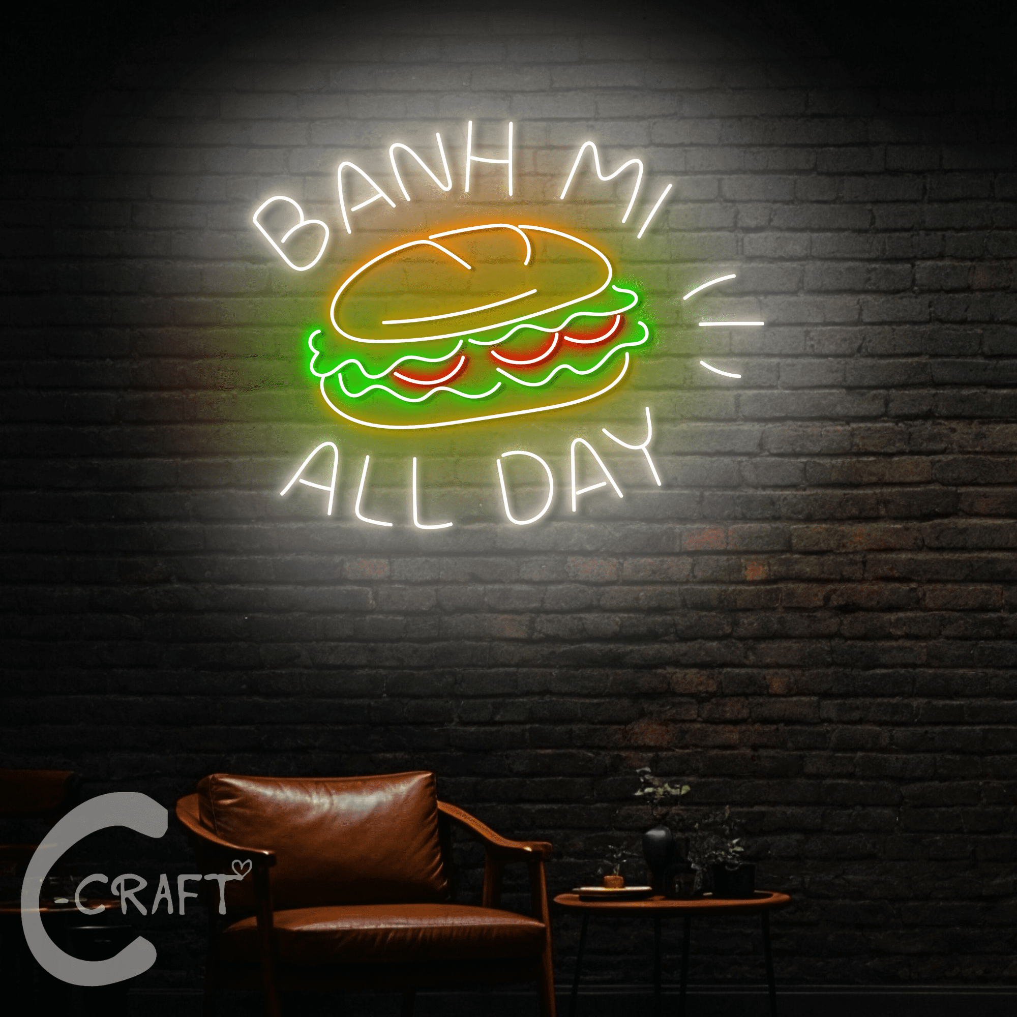 C-CRAFT Banh Mi All Day Neon Led Light Up 35 inch for Vietnamese Banh ...