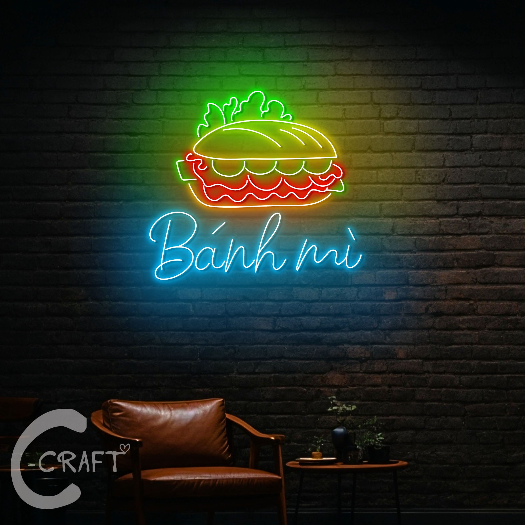 C-CRAFT Banh Mi Neon Led Light Up 20 inch for Vietnam Banh Mi Shop Open ...