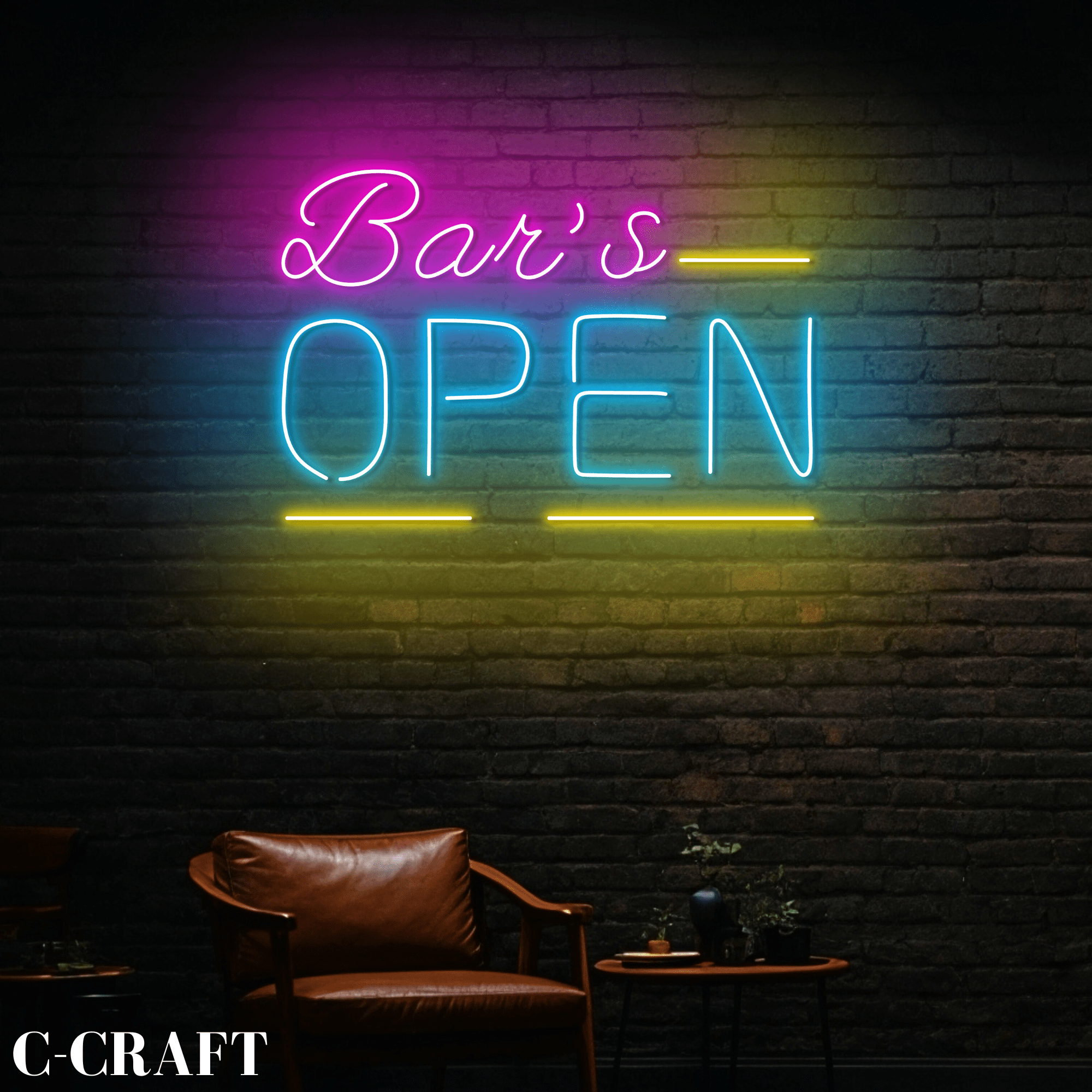 C-CRAFT Bar's Open Wall Art Led Light Neon Sign For Open Bar Pub Decor ...