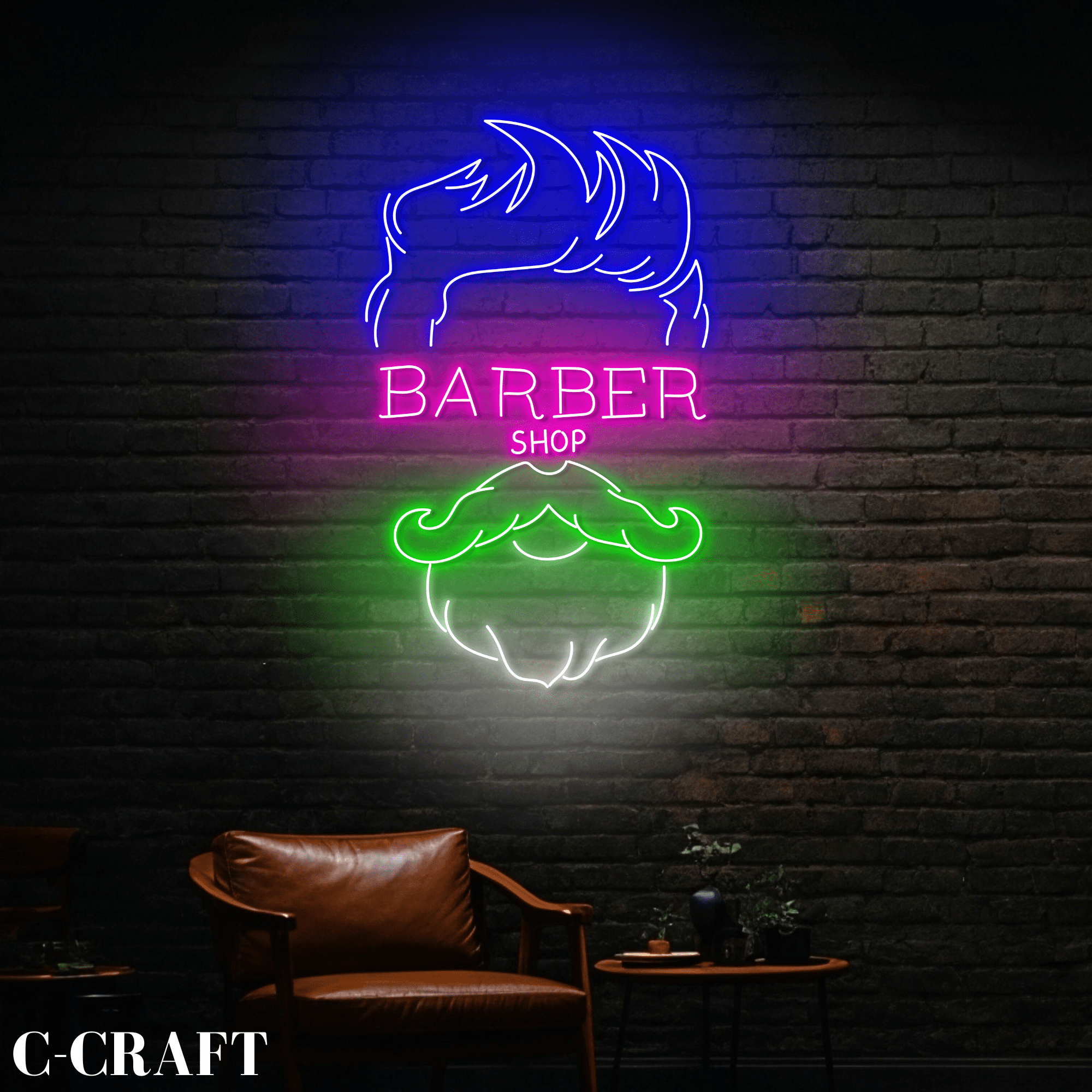 C-CRAFT Barber Neon Led Light Wall Art for Men's Barber Shop Decor ...