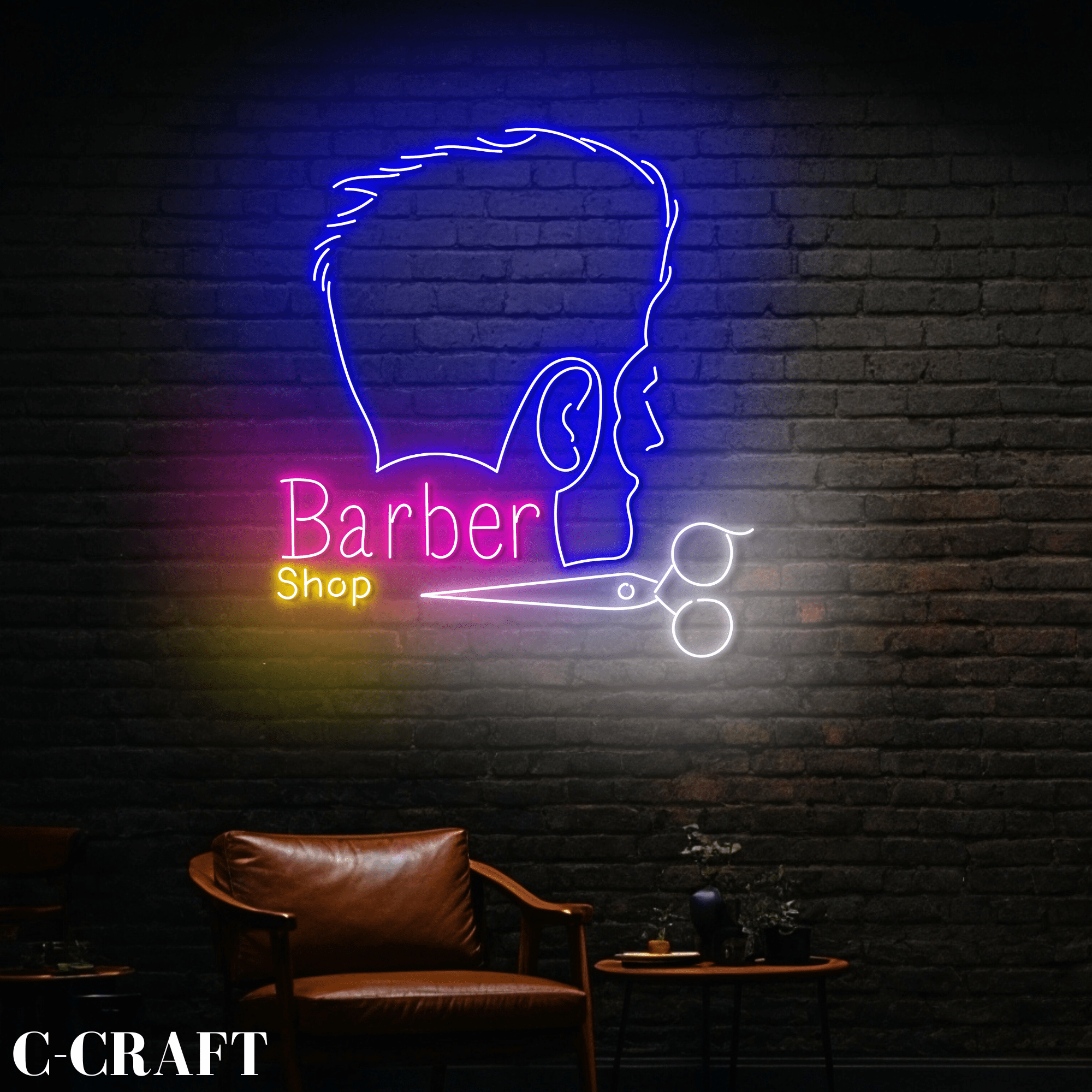 C-CRAFT Barber Shop Neon Led Light Wall Art for Open Men's Barber Shop ...