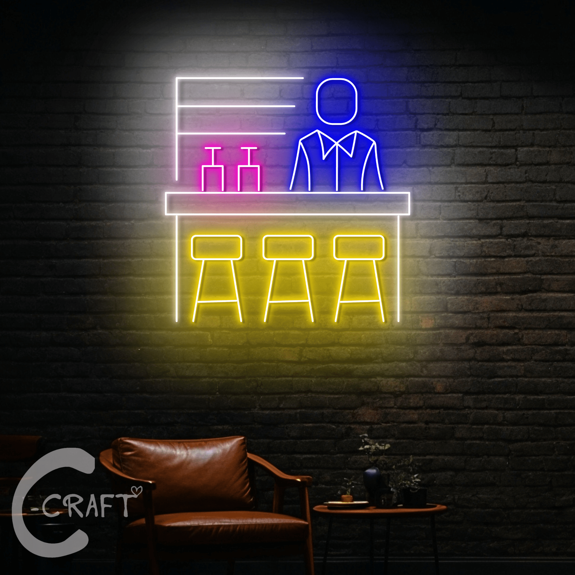 C-CRAFT Bartender Neon Sign LED Light 23 inch for Bar Pub Decor ...
