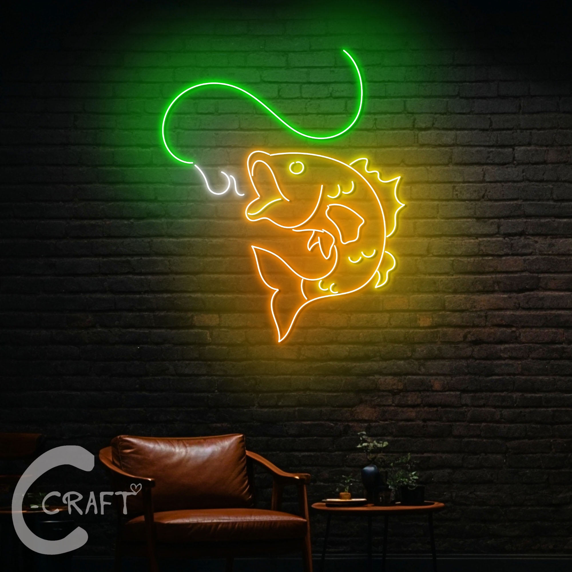 C-CRAFT Bass Fishing Neon Led Light Up 40 inch for Fishing Shop ...