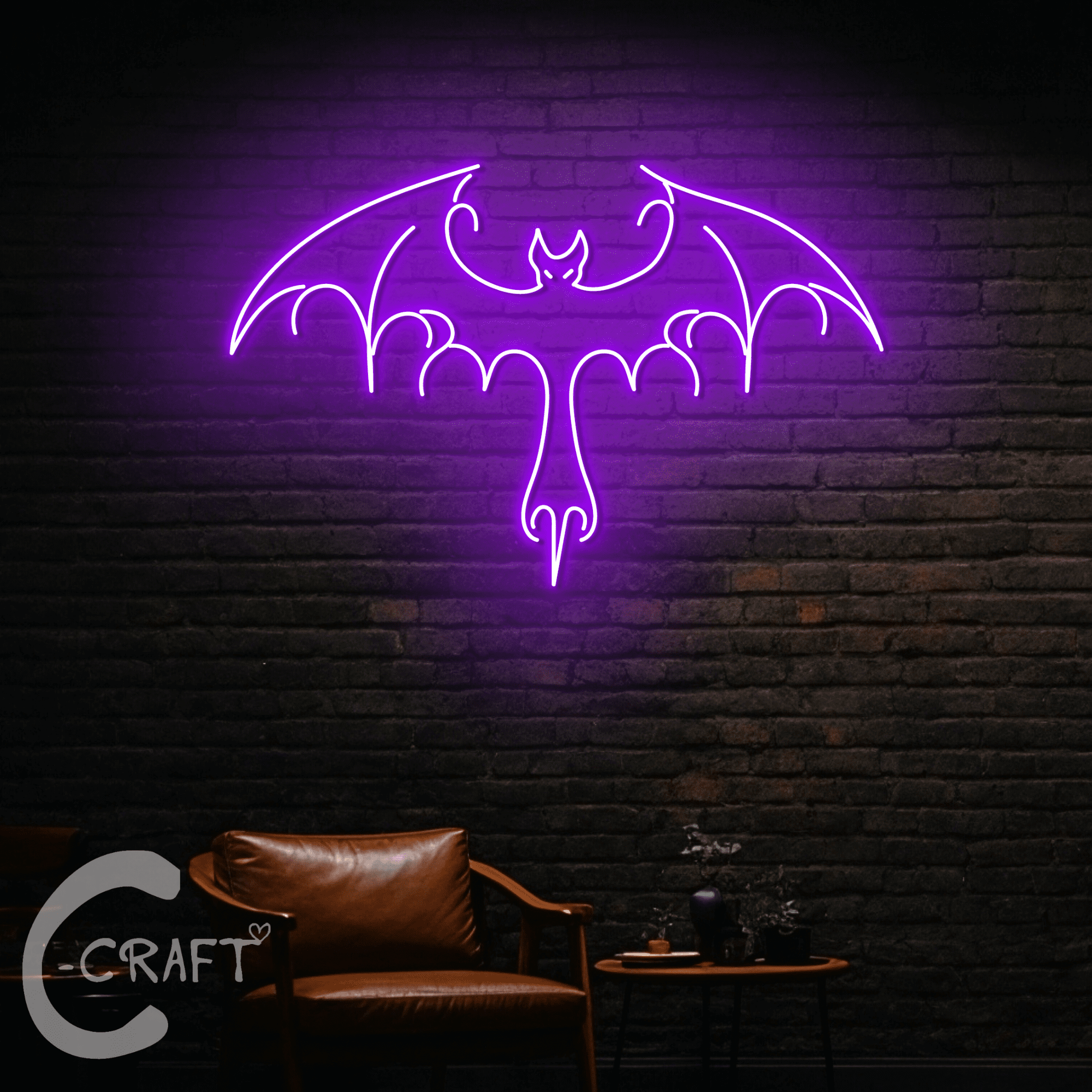 C-CRAFT Bat Fly Led Wall Art Neon Light For Home Bar & Bedroom Wall ...