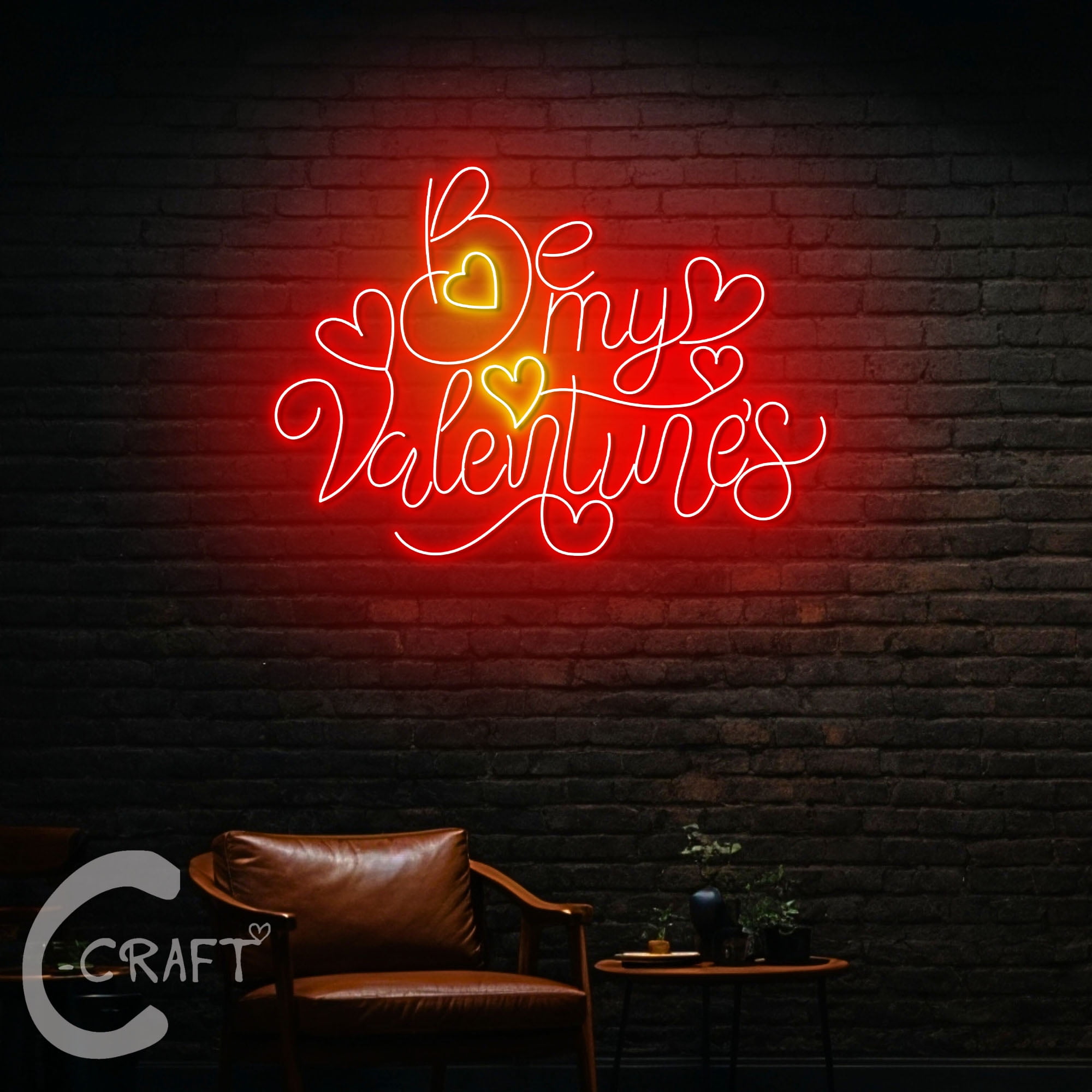 C-CRAFT Be My Valentine Neon Led Light Up 18 inch for Happy Valentine's ...