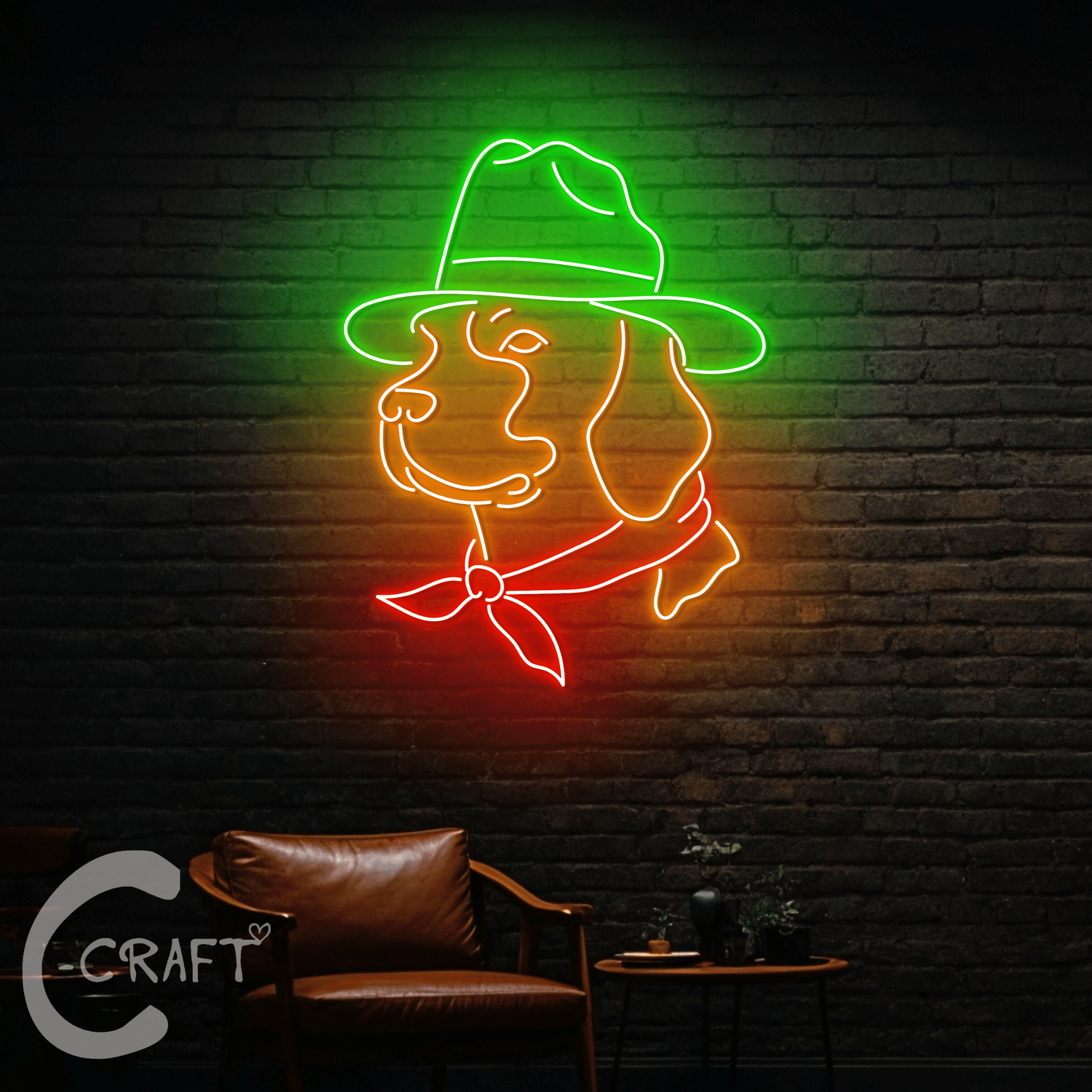 C-CRAFT Beagle Dog Cowboy Led Wall Art Neon Light For Cowboy Bar & Dog ...