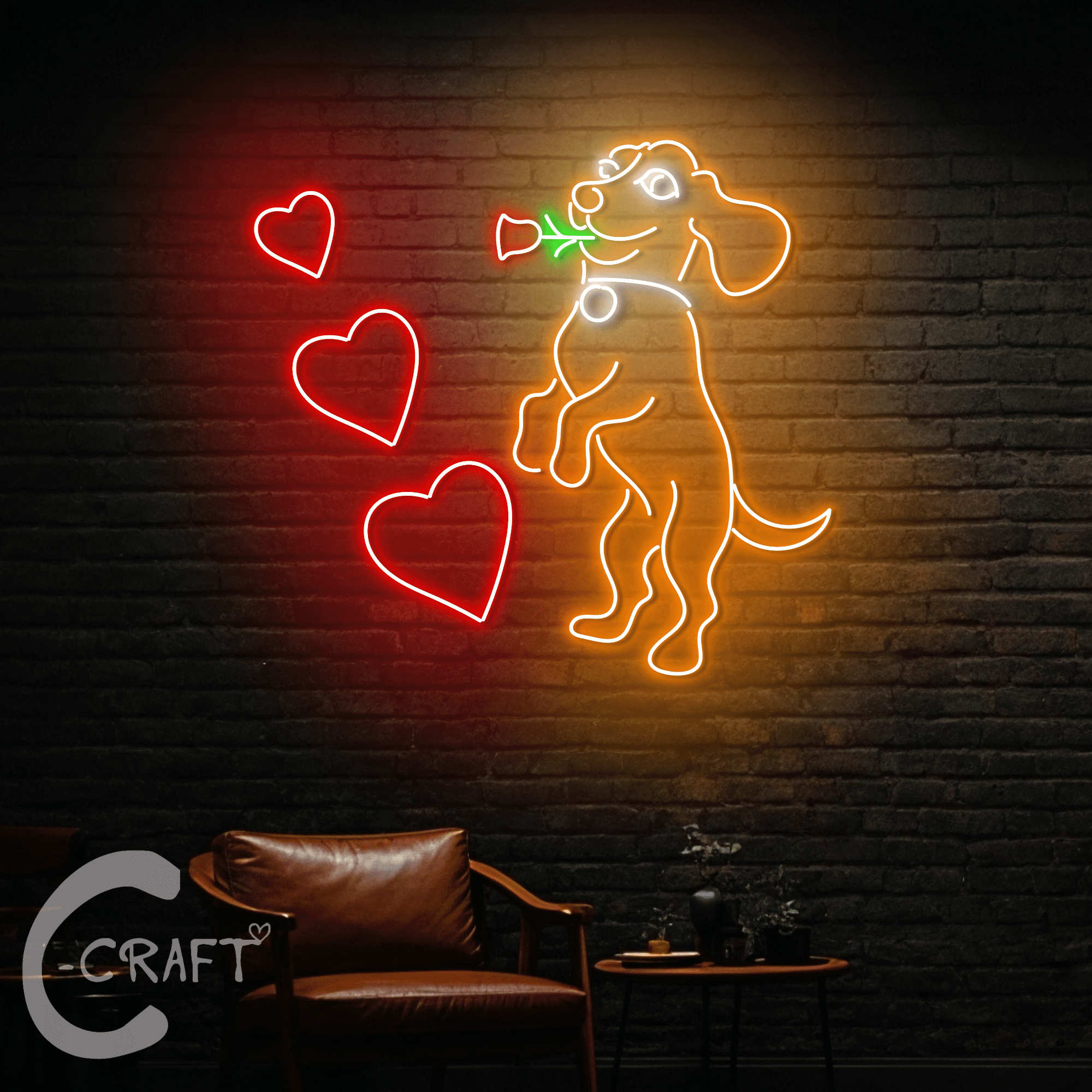 C-CRAFT Beagle Valentine Neon Led Light Up 40 inch for Dog Shop ...