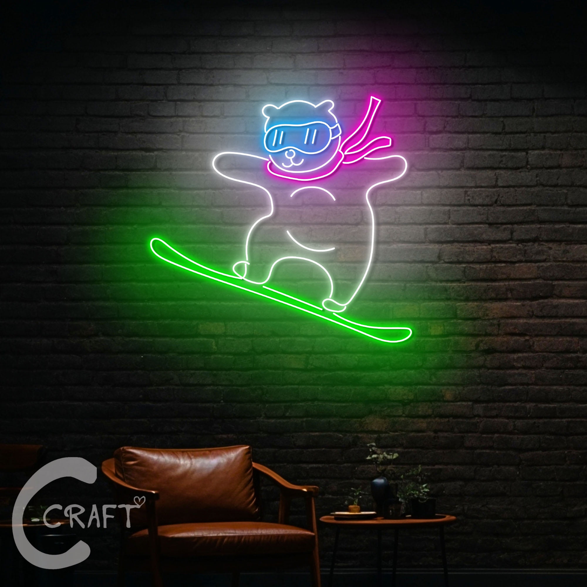 C-CRAFT Bear Skateboard Neon Led Light Up 40 inch for Skating Shop ...