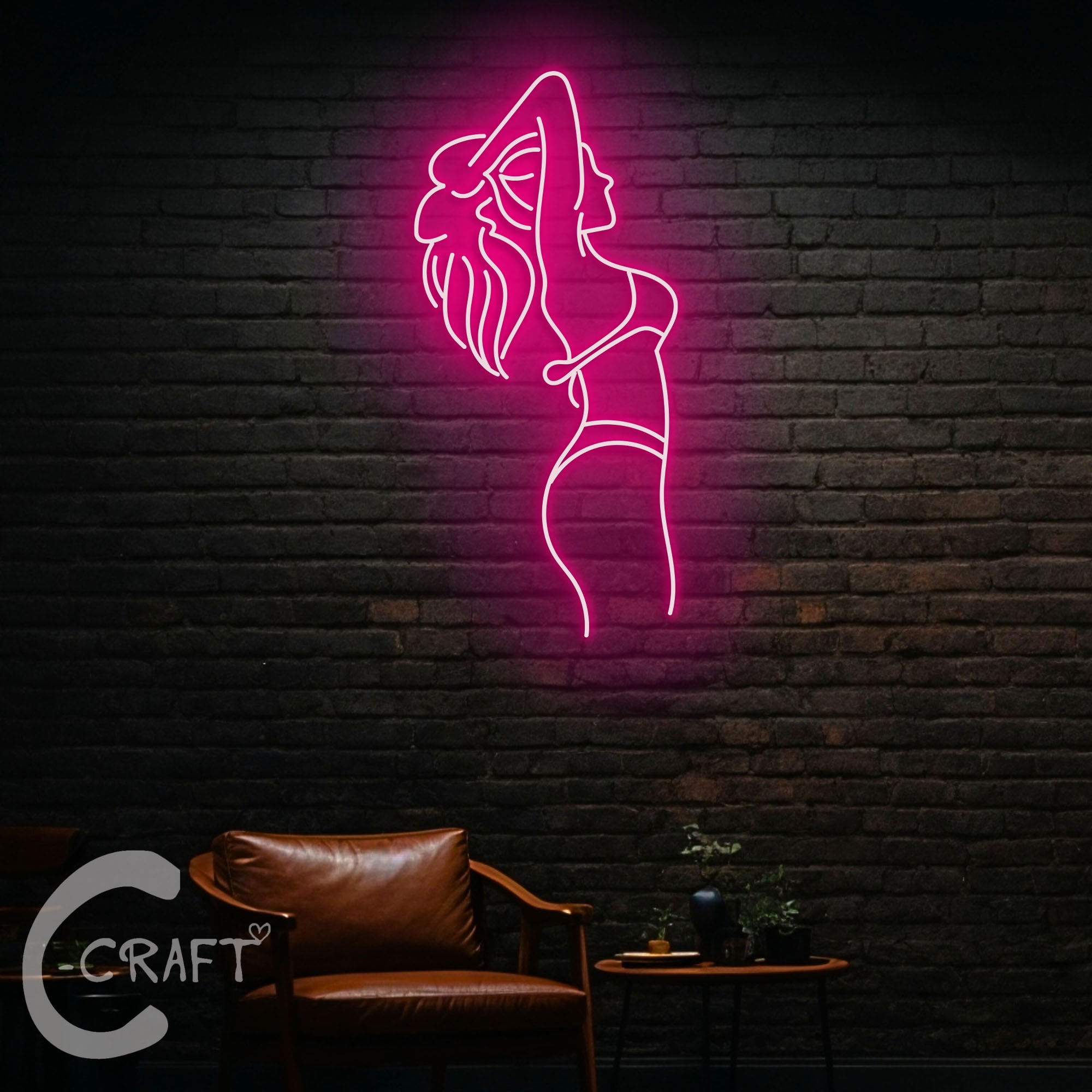 C-CRAFT Beautiful Bikini Lady Neon Sign LED Light 40 inch for Girl Room ...