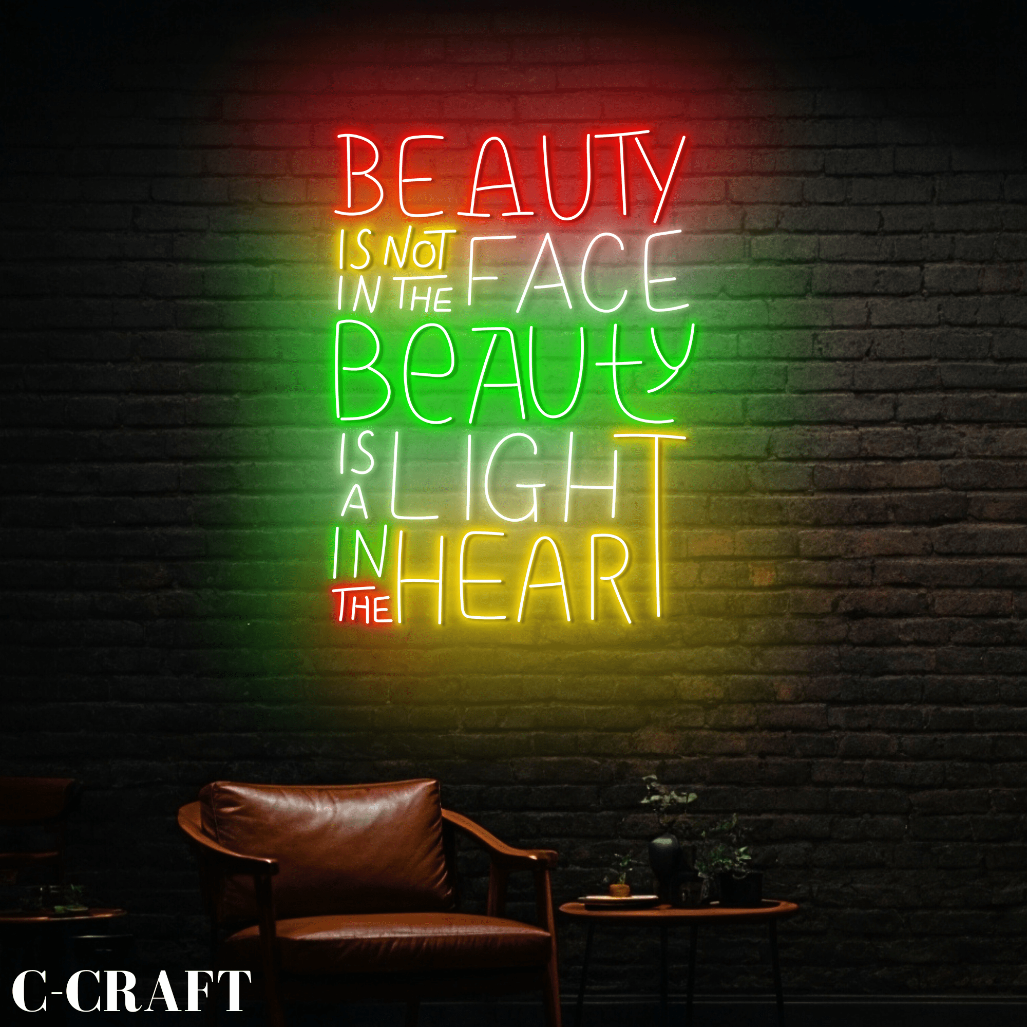 C-CRAFT Beauty Is A Light In The Heart Neon Led Light Wall Art ...