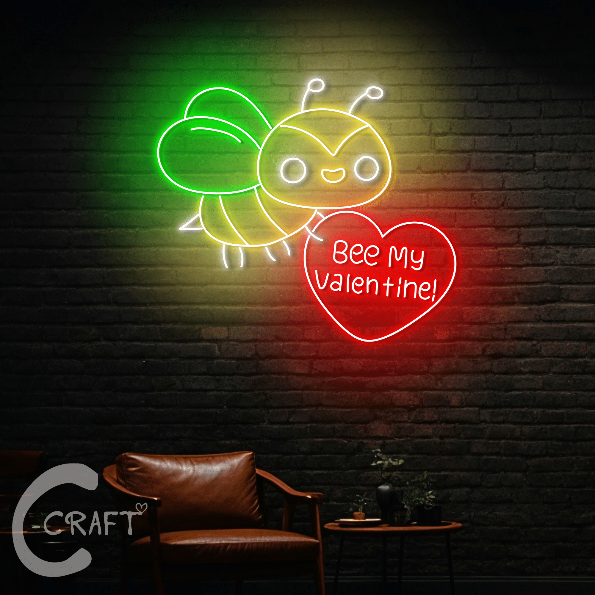 C-CRAFT Bee My Valentine Neon Led Light Up 33 inch for Valentine's ...