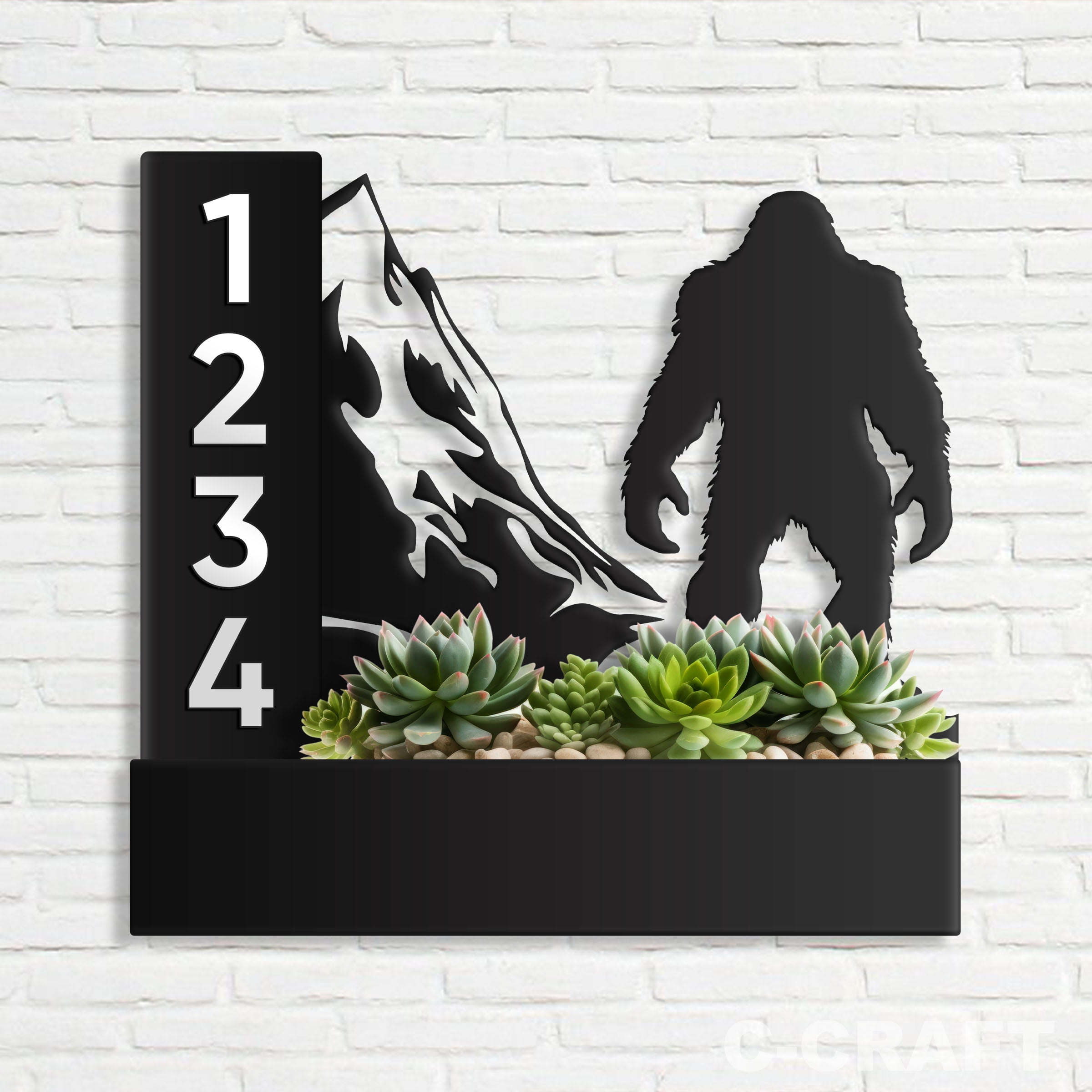 C-CRAFT BigFoot 14 Inch Modern Metal Address Sign Planter Box for ...