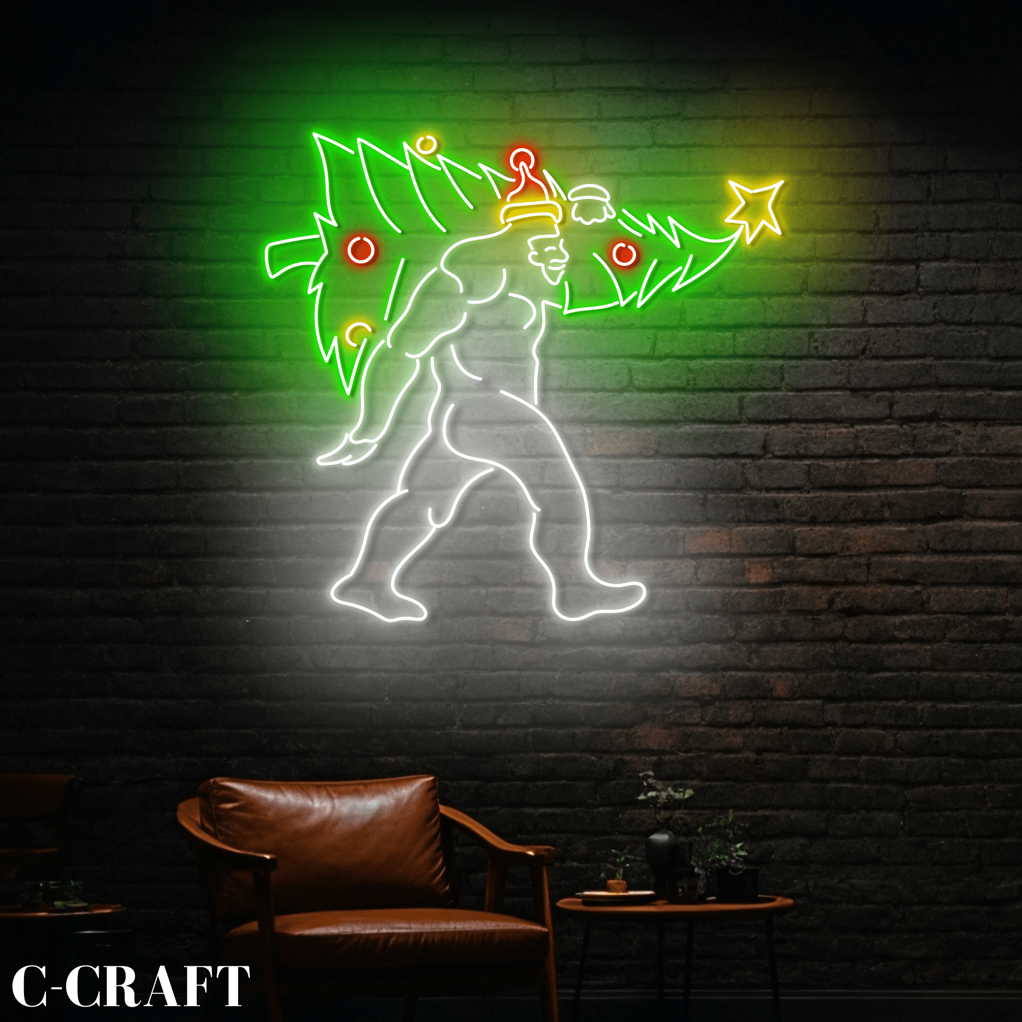 C-CRAFT Bigfoot Pine Tree Neon Sign Led Light Sign Wall Art for ...