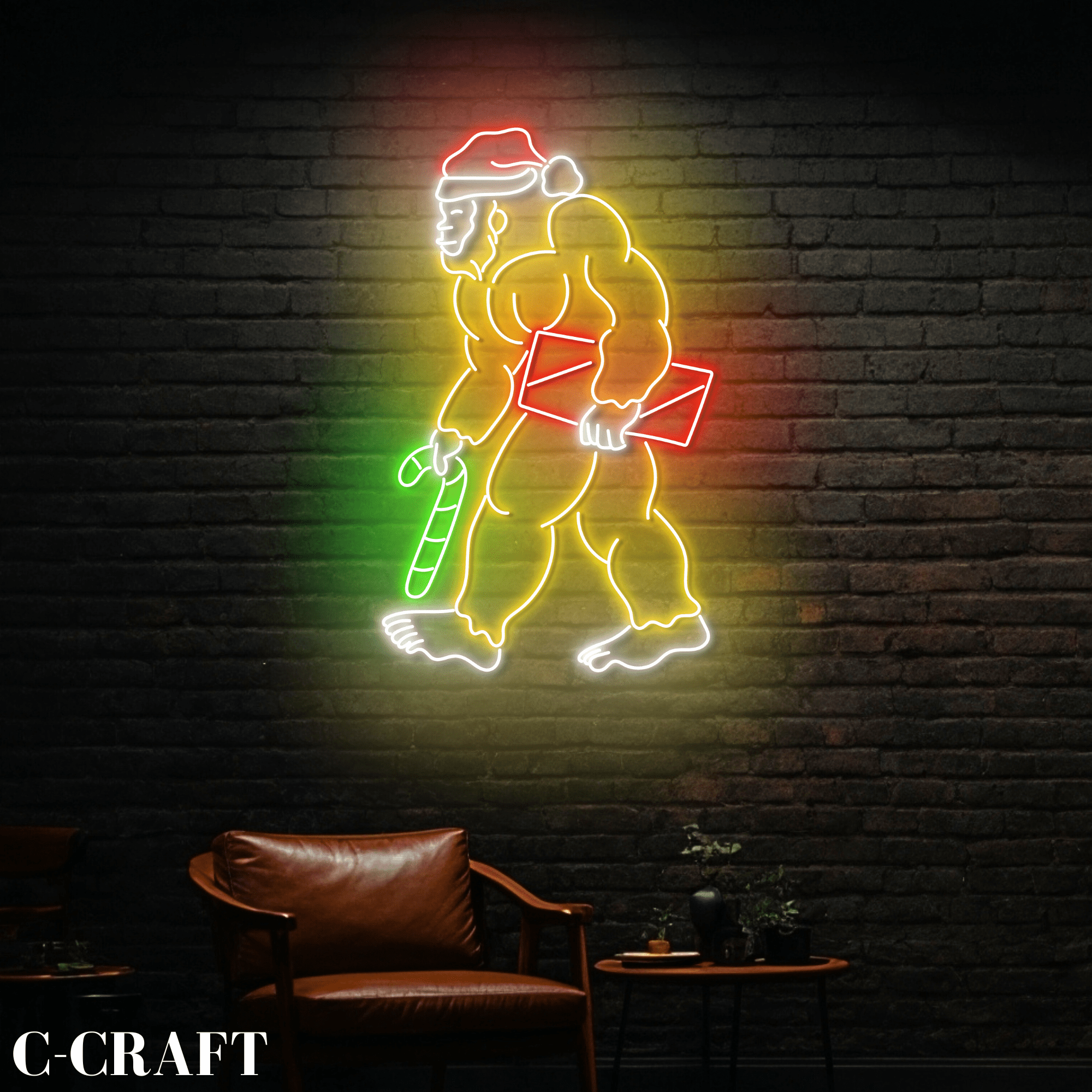 C-CRAFT Bigfoot Santa Neon Sign Led Light Sign Wall Art for Christmas ...