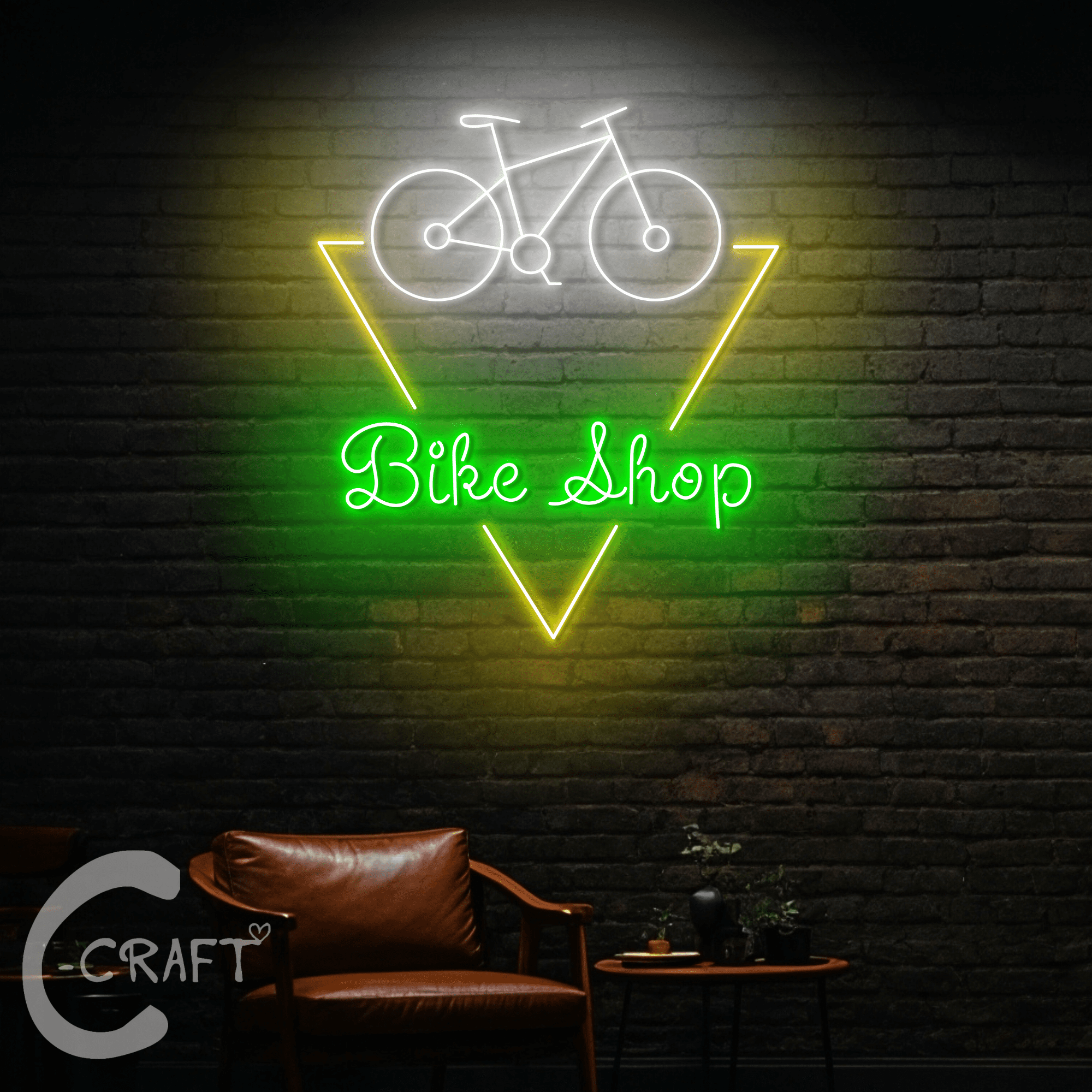 C-CRAFT Bike Neon Led Light Sign 35 inch for Bike Shop Wall Decor ...