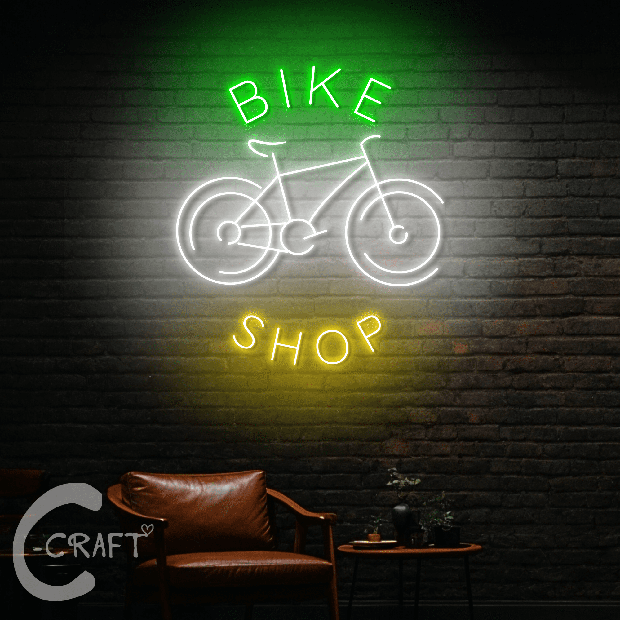 C-CRAFT Bike Shop Neon Led Light Up 40 inch for Bike Showroom Open Wall ...