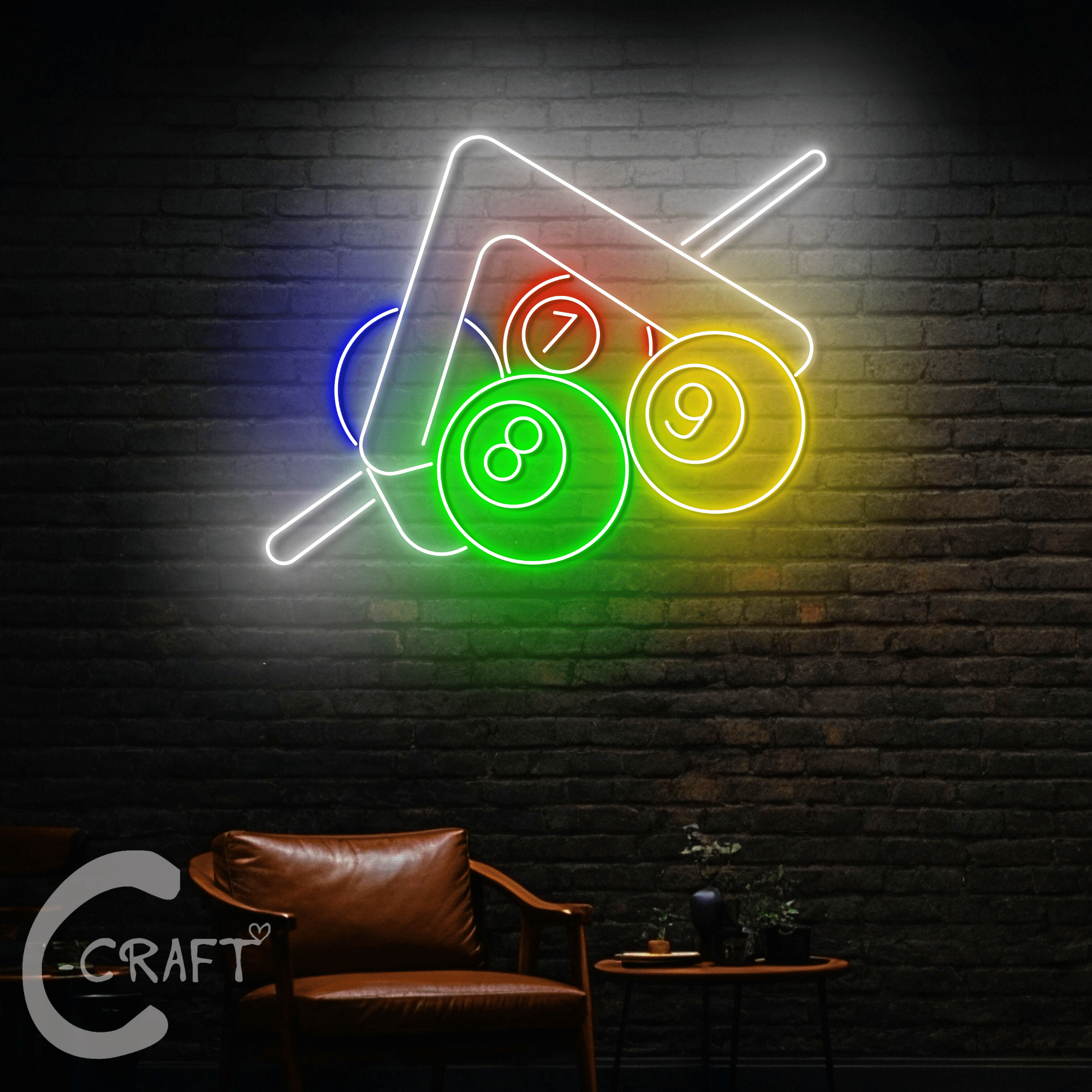 C-CRAFT Billiard Ball Neon Led Lights 27 inch for Billiard Pool Hall ...