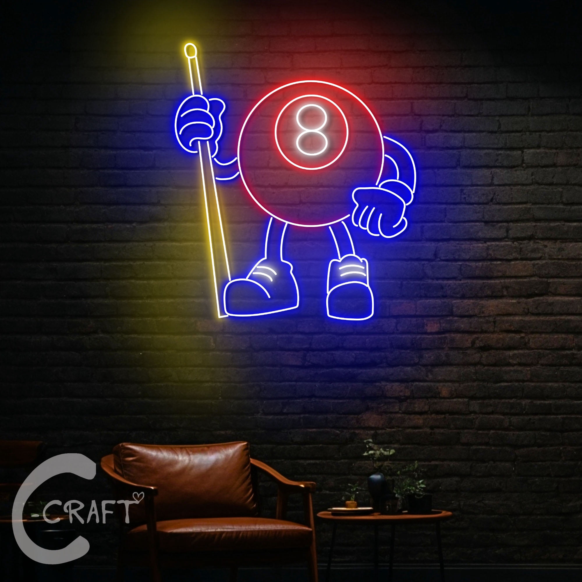 C-CRAFT Billiard Ball Neon Sign LED Light 27 inch for Snooker Billiard ...