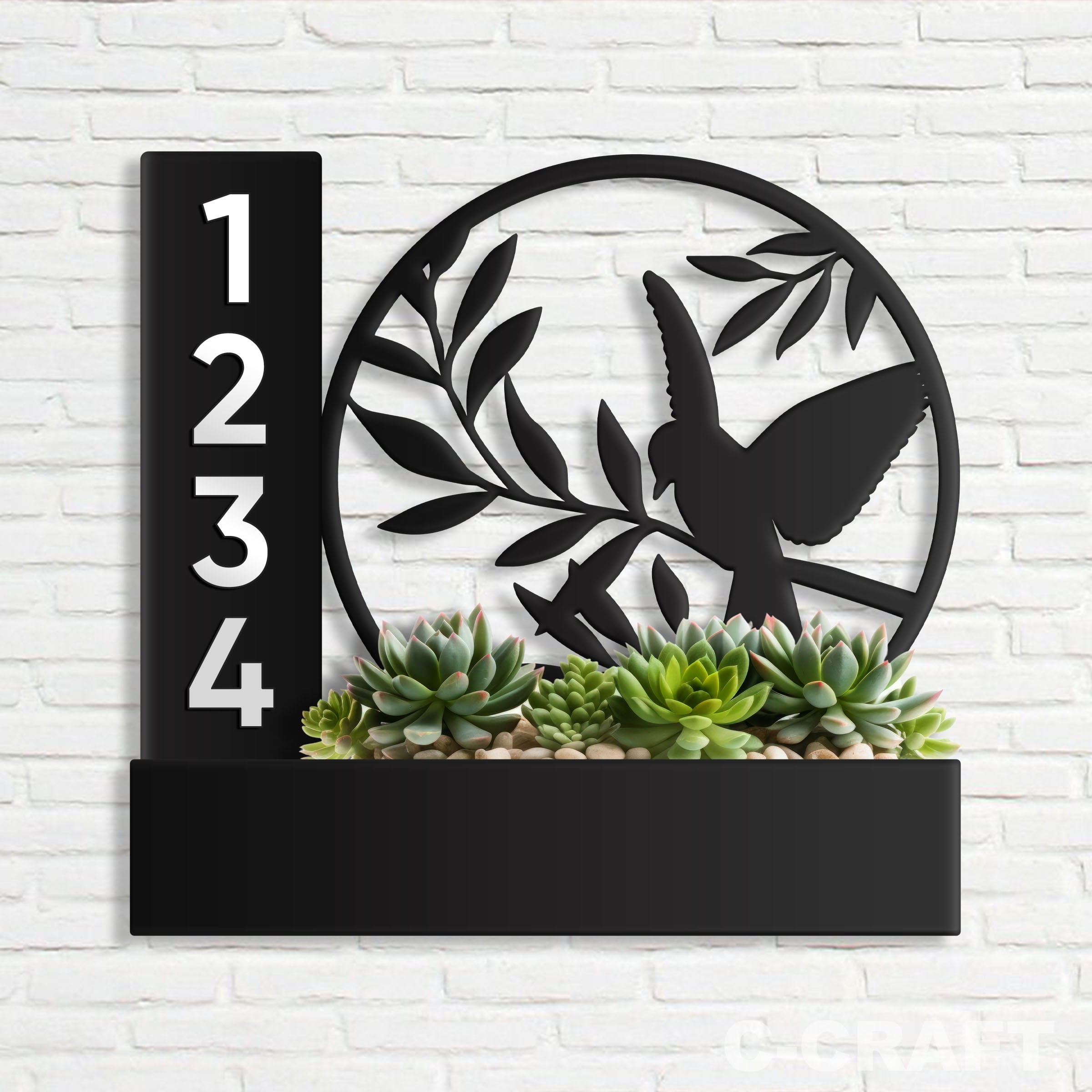 C-CRAFT Bird 14 Inch Modern Metal Address Sign Planter Box for Outdoor ...