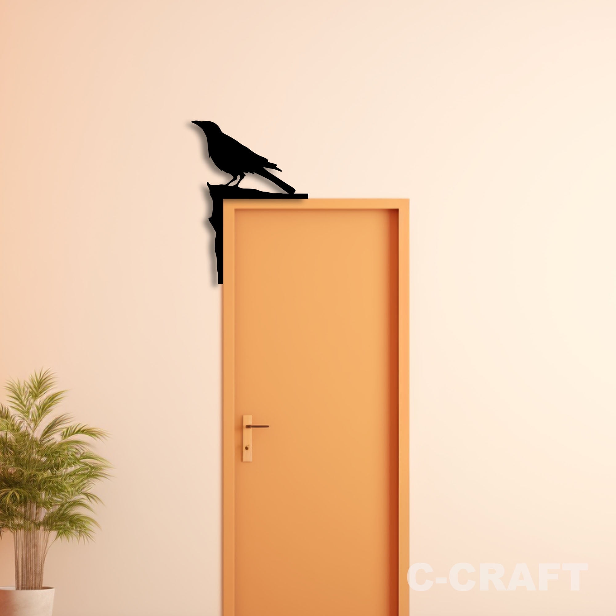 C-CRAFT Black Crow Raven Metal Decorative Door Corner 8 inch For Home ...