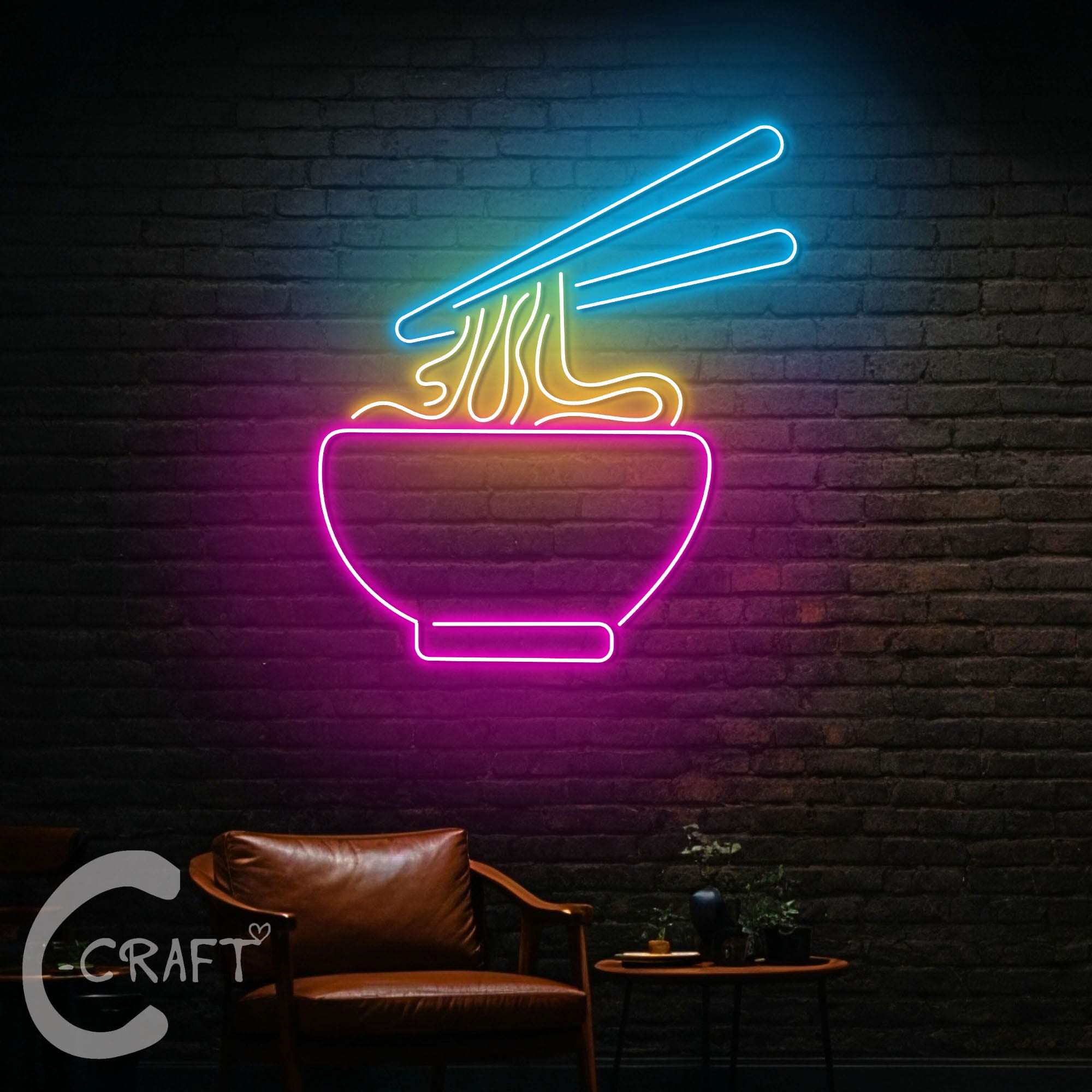 C-CRAFT Bowl Of Ramen Neon Led Light Up 38 inch for Ramen Noodle ...