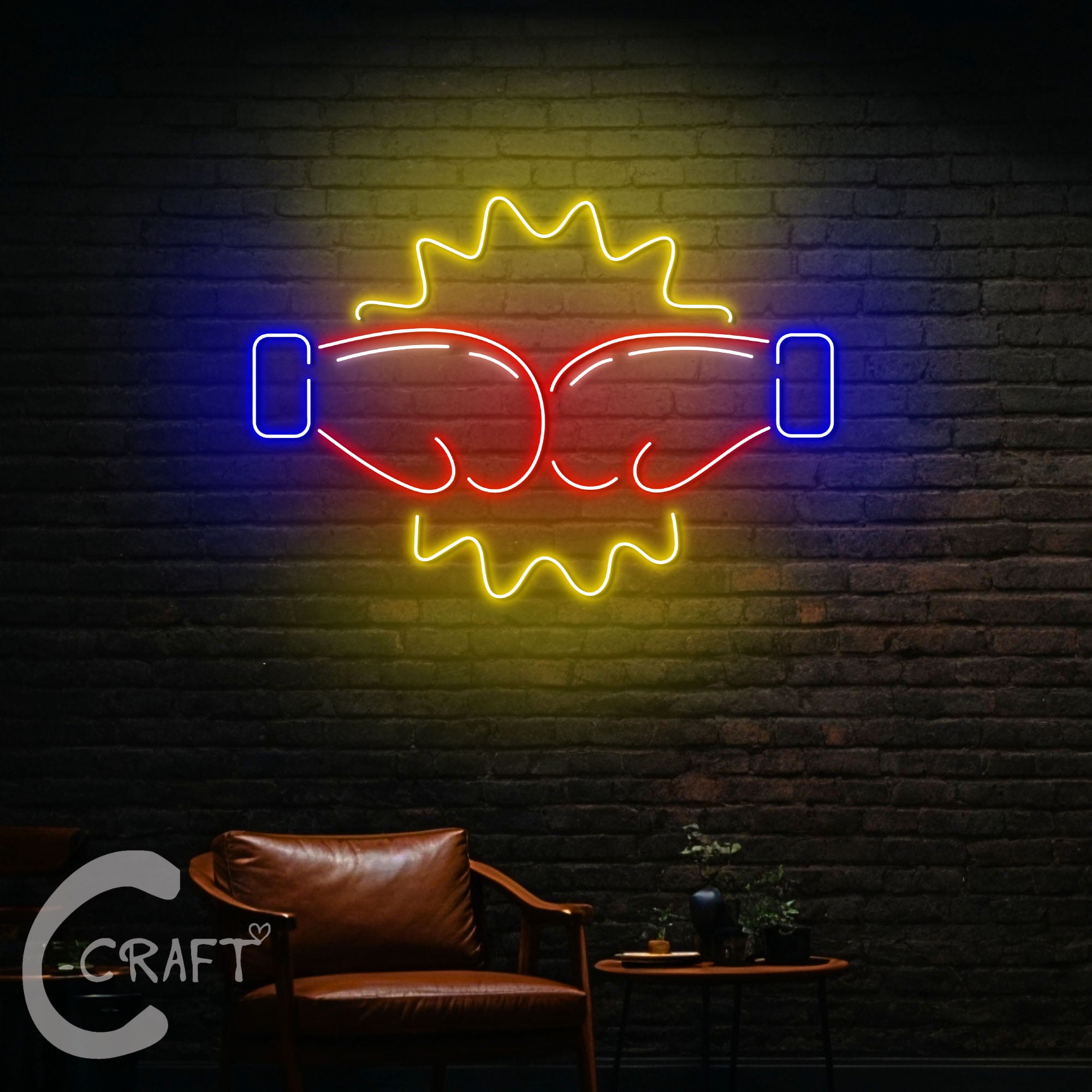 C-CRAFT Boxing Gloves Neon Led Light Up 33 inch for Boxing Club Boxer ...