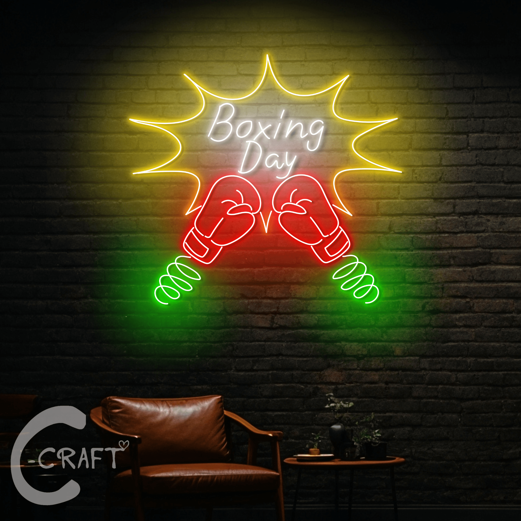 C-CRAFT Boxing Gloves Neon Sign LED Light 27 inch for Boxing Day Decor ...