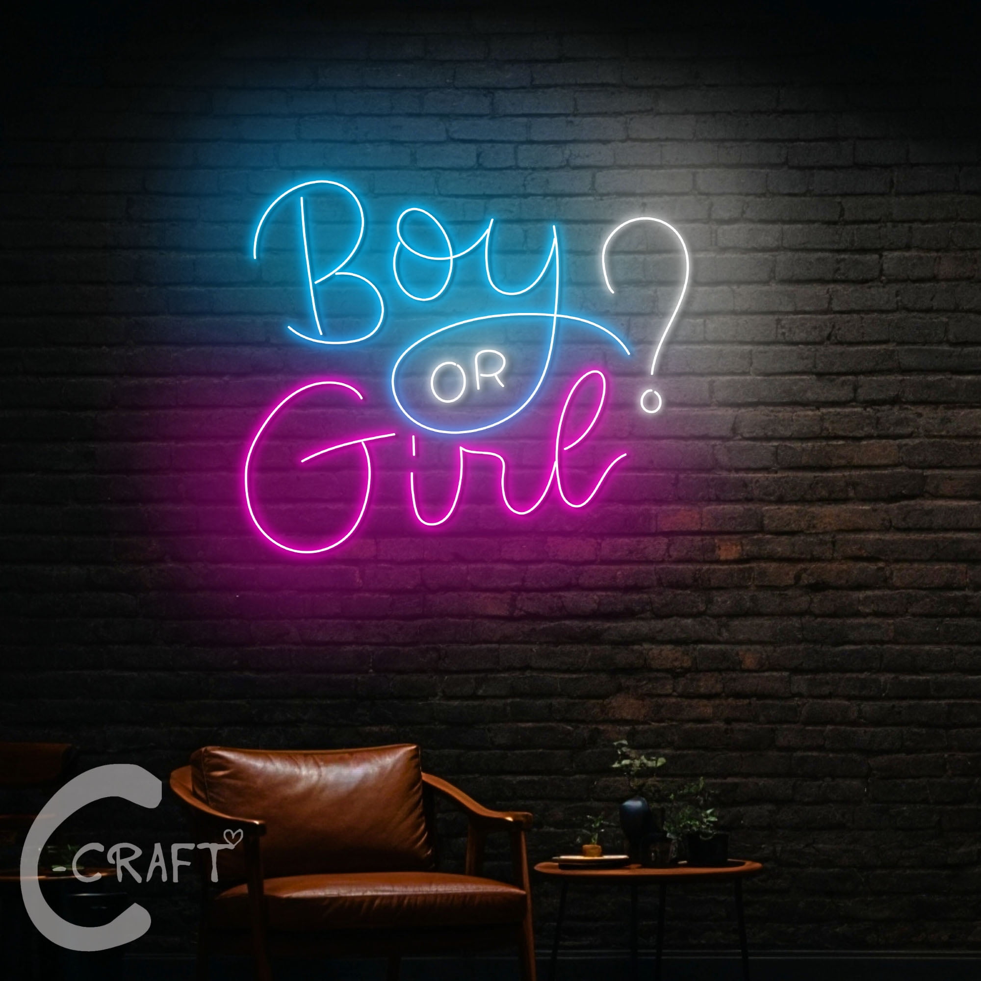 C-CRAFT Boy Or Girl Neon Led Light Up 20 inch for Baby First Birthday ...