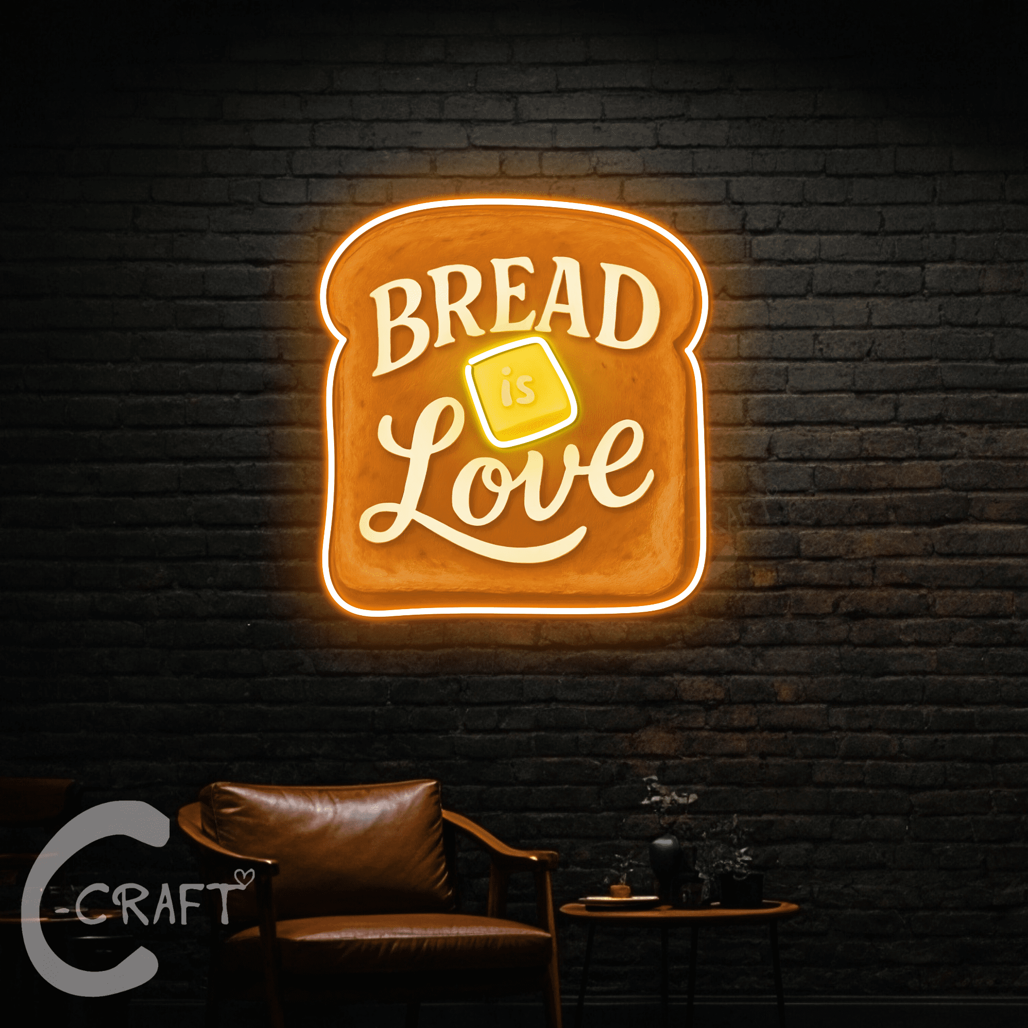 C-CRAFT Bread Acrylic Led Light Sign 27 inch for Baker, Bakery Shop ...