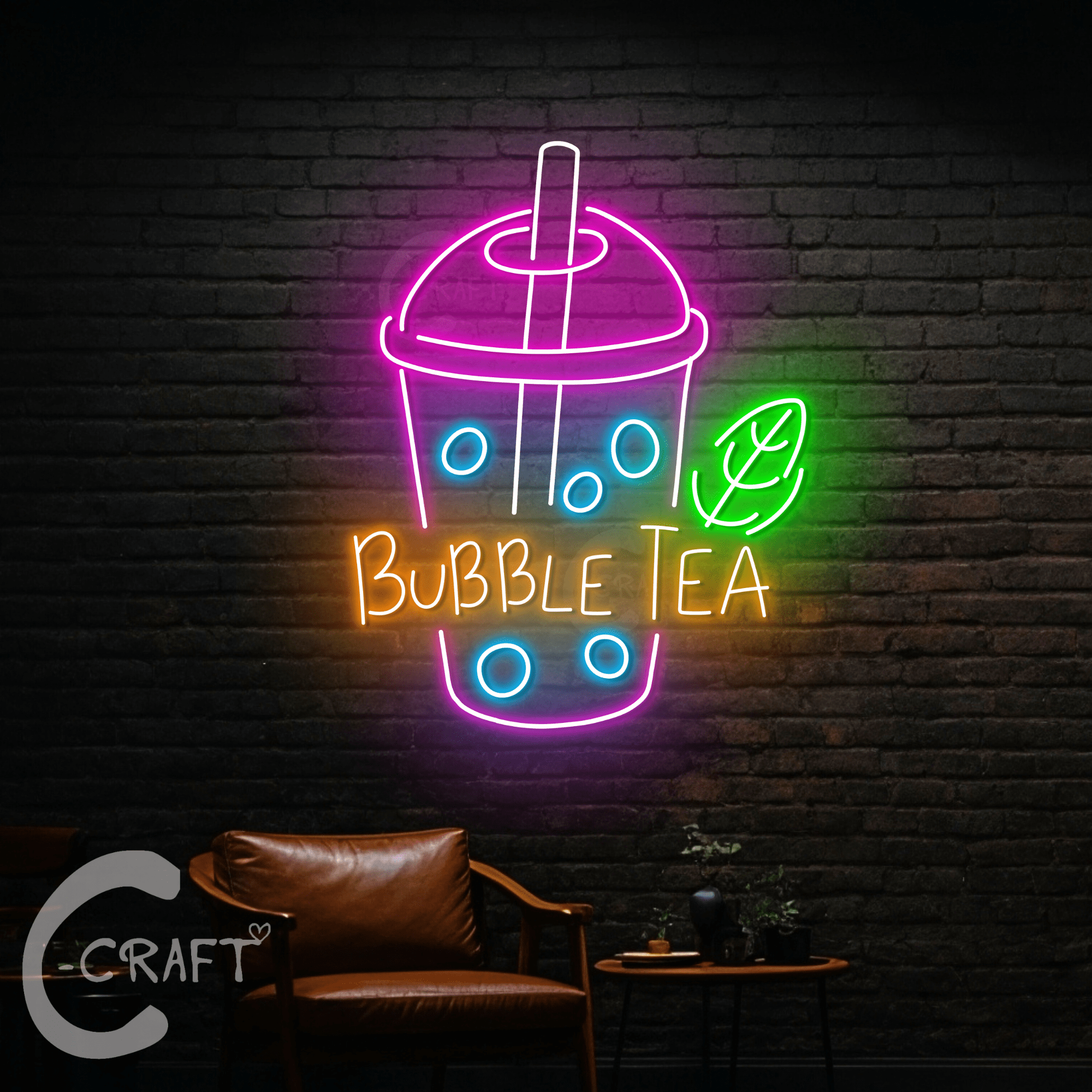 C-CRAFT Bubble Tea Neon Light Led Sign 25 inch for Milk Tea Store Wall ...