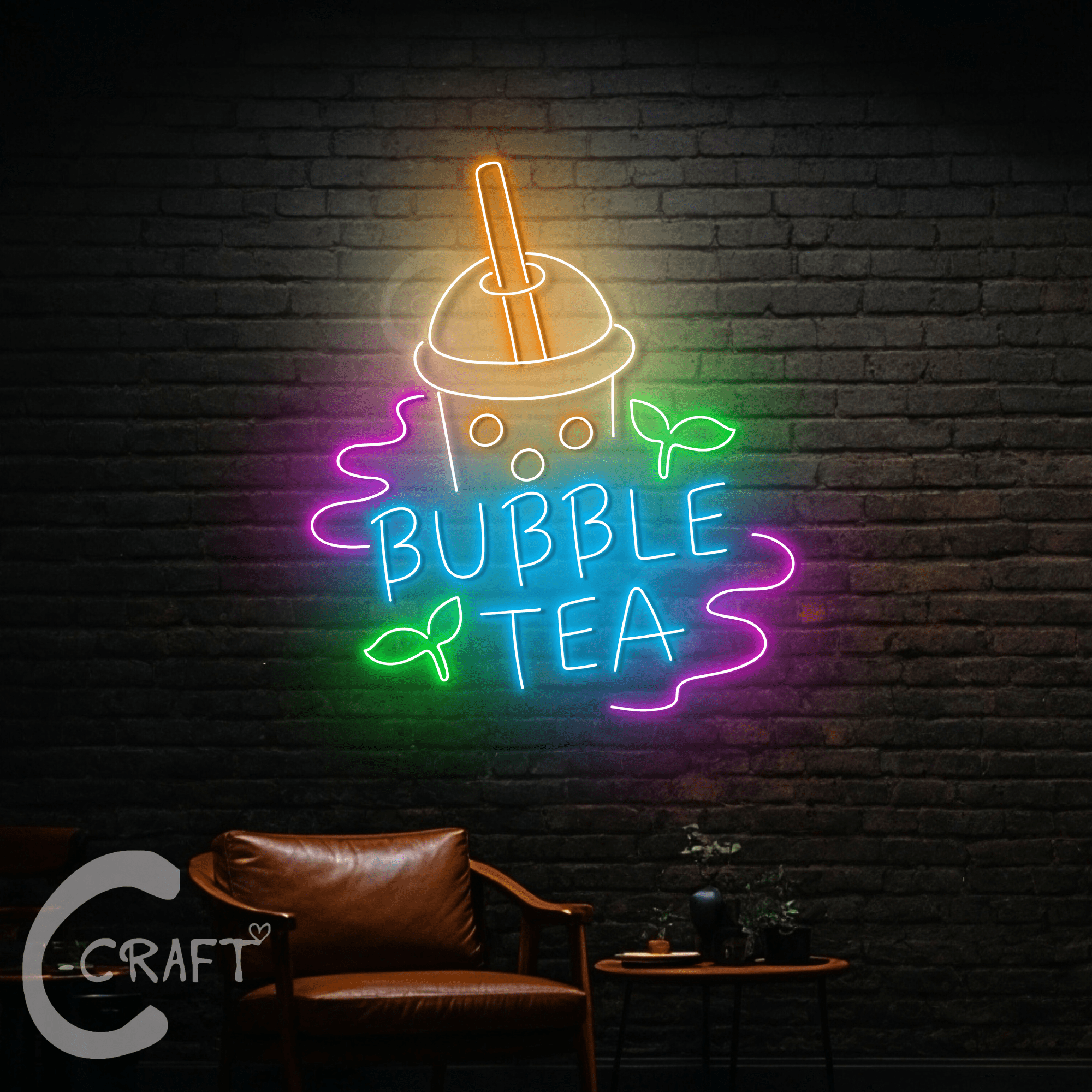 C-CRAFT Bubble Tea Neon Light Led Sign 40 inch for Bubble Tea Shop Wall ...