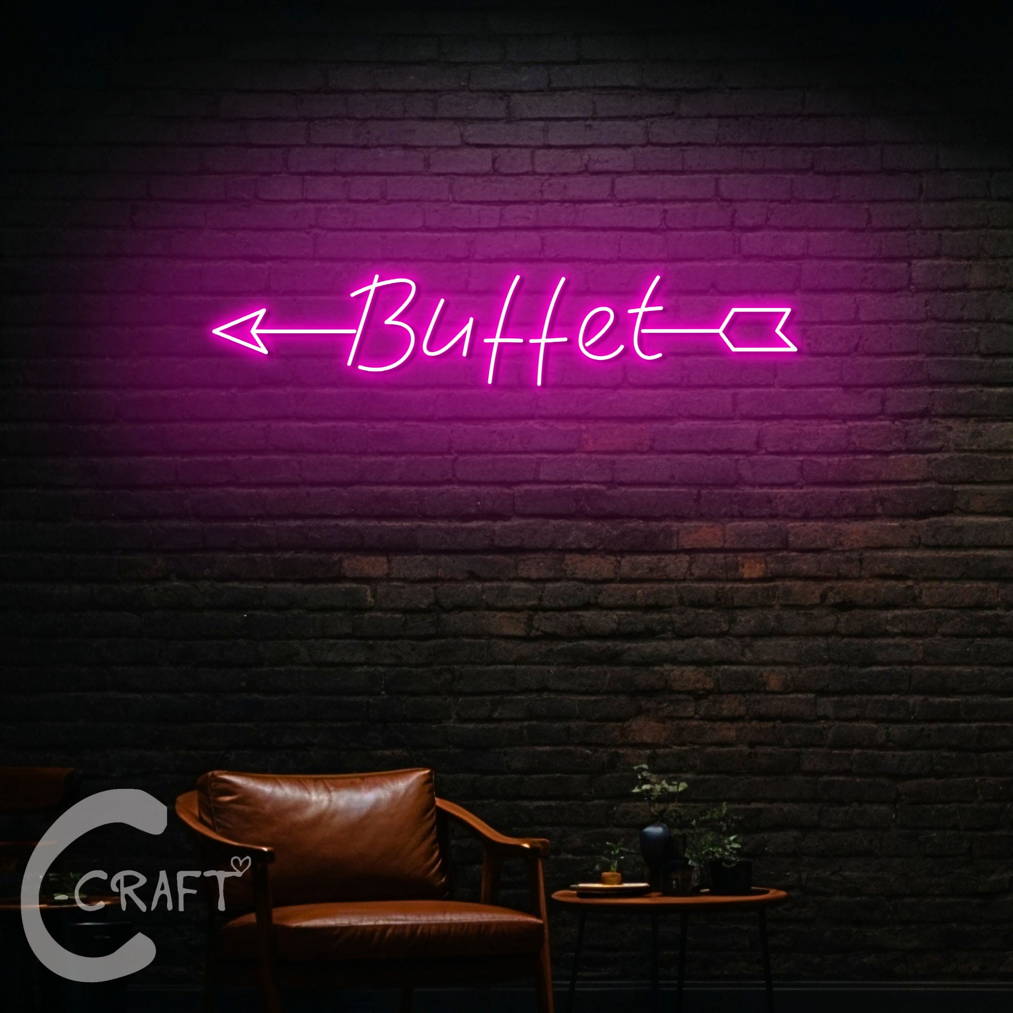 C-CRAFT Buffet Arrow Neon Sign LED Light 33 inch for Buffet Restaurant ...