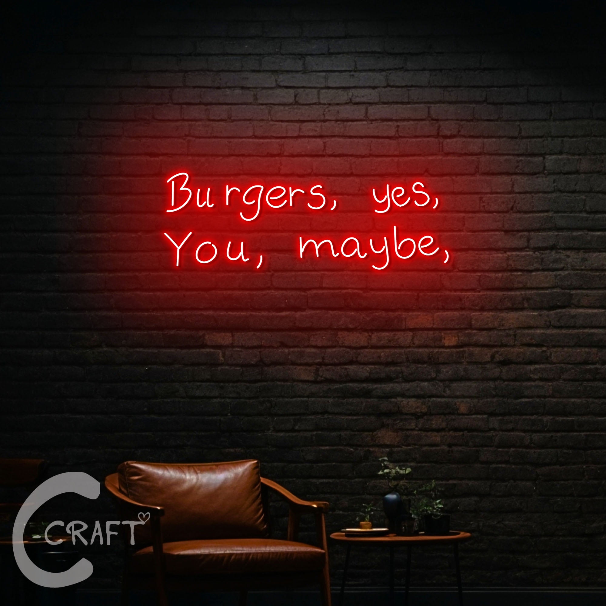 C-CRAFT Burgers Yes You Maybe Neon Led Light Up 30 inch for Burger Fast ...