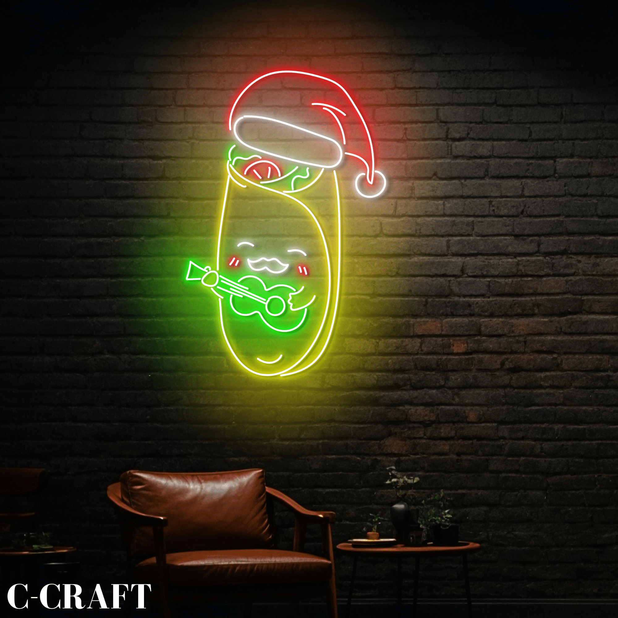 C-CRAFT Burrito Guitar Christmas Wall Art Led Light Neon Sign For ...