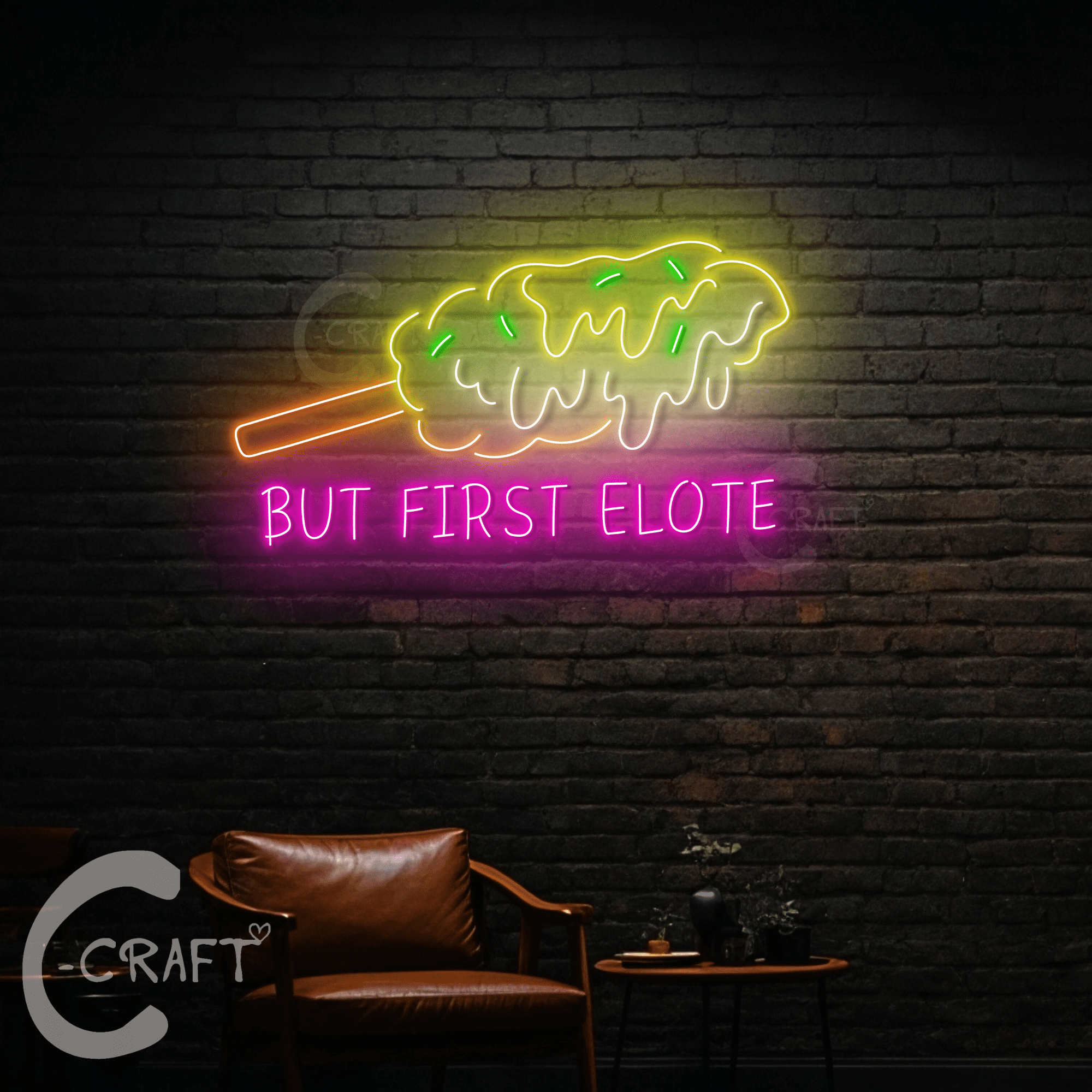 C-CRAFT But First Elote Neon Sign Led Light Up 25 inch for Mexican ...