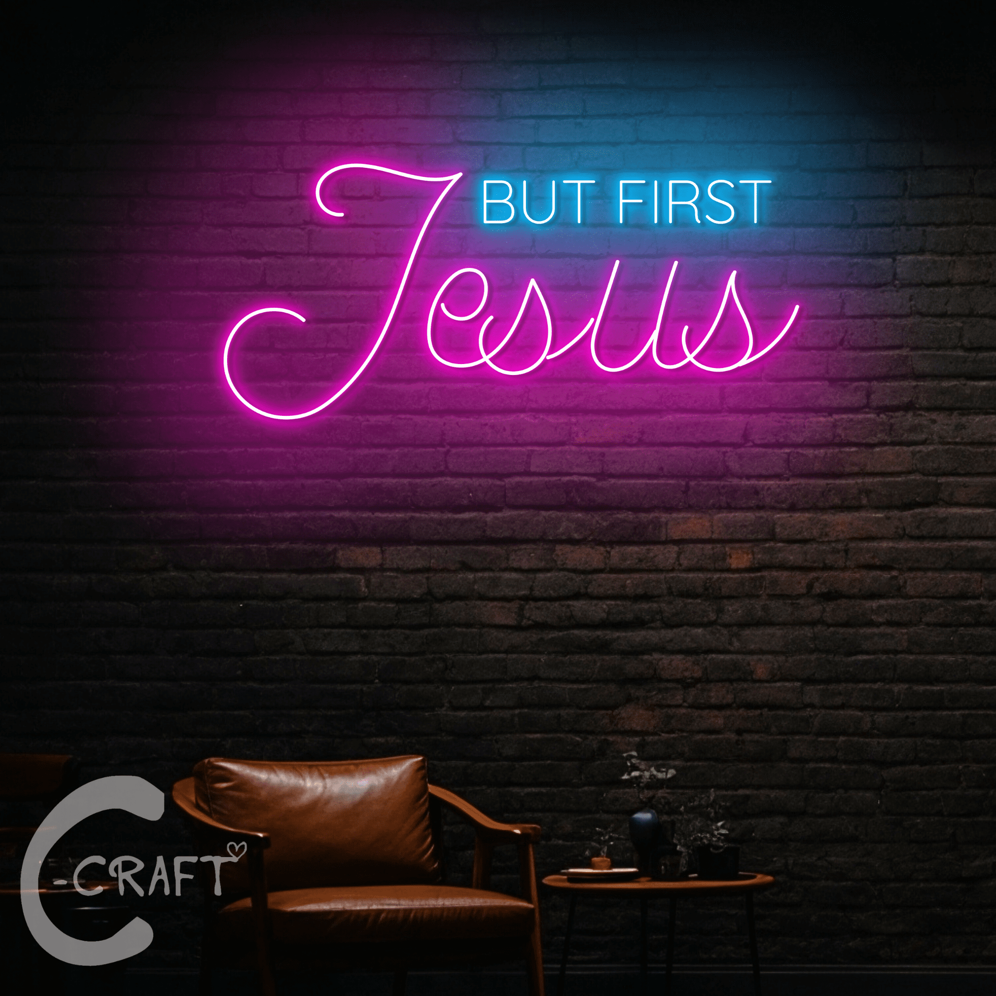 C-CRAFT But First Jesus Neon Led Light Up 40 inch for Christian Home ...