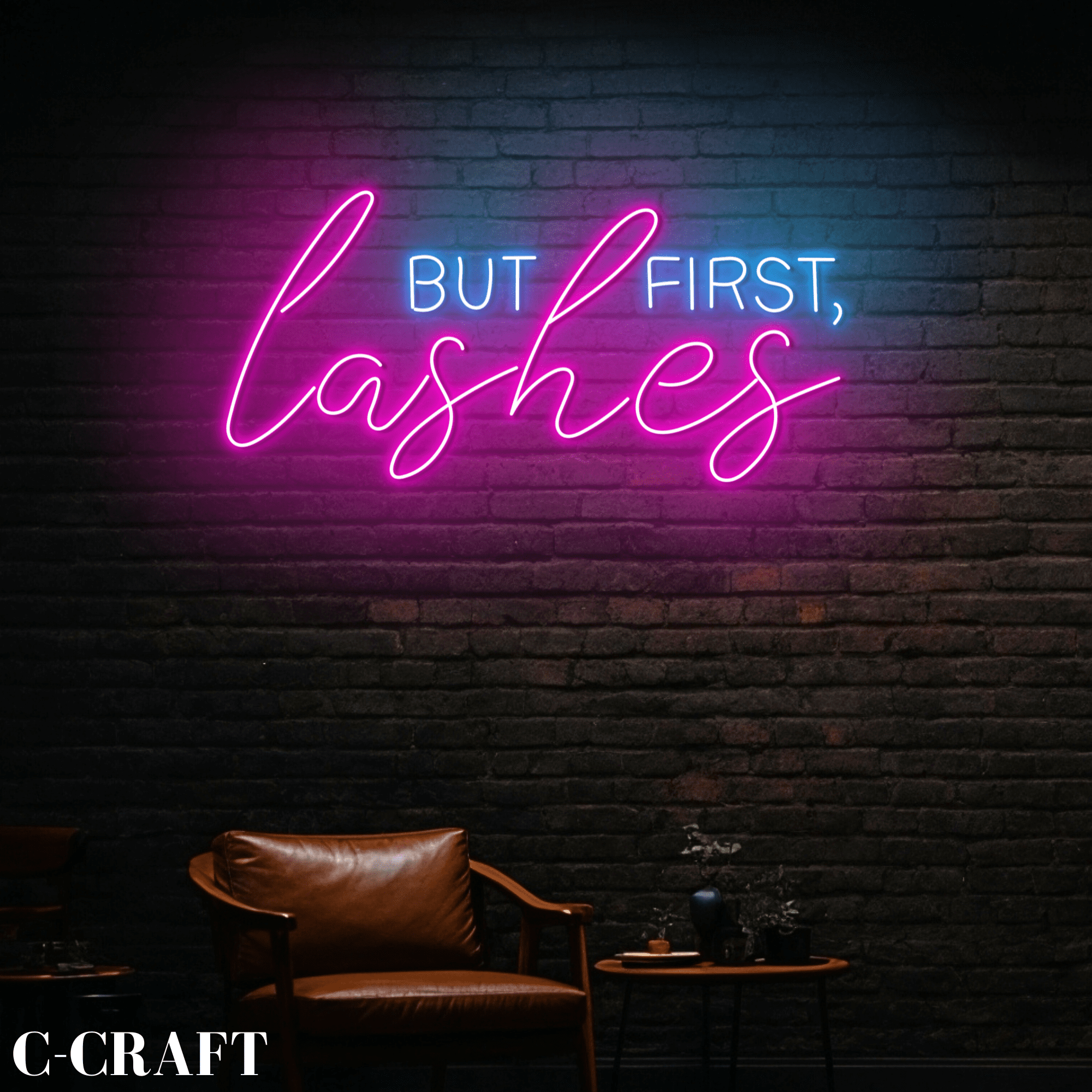 C-CRAFT But First Lashes Neon Led Light Sign for Eyelash Salon Wall Art ...