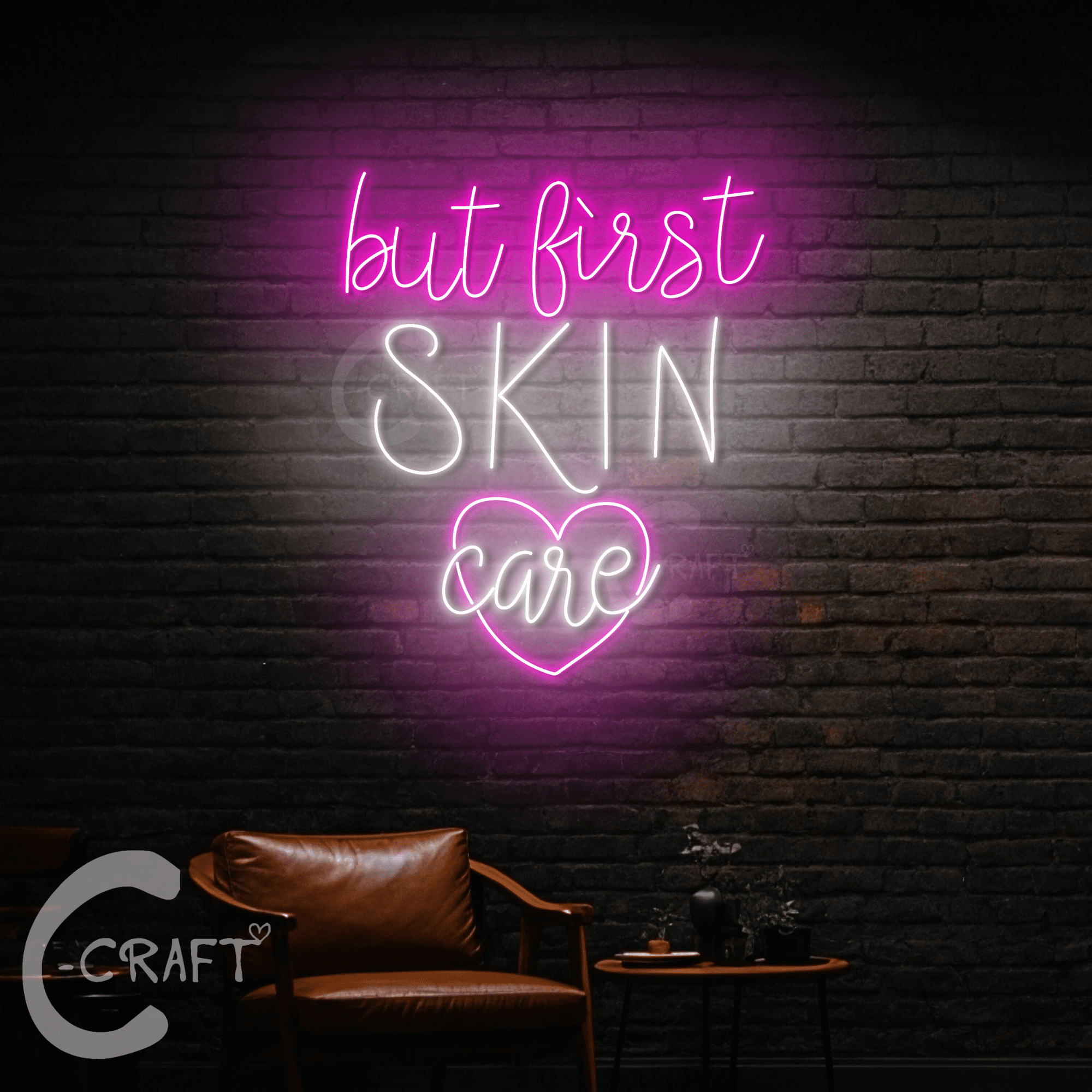 C-CRAFT But First Skin Care Neon Sign Led Light Up 23 inch for Beauty ...
