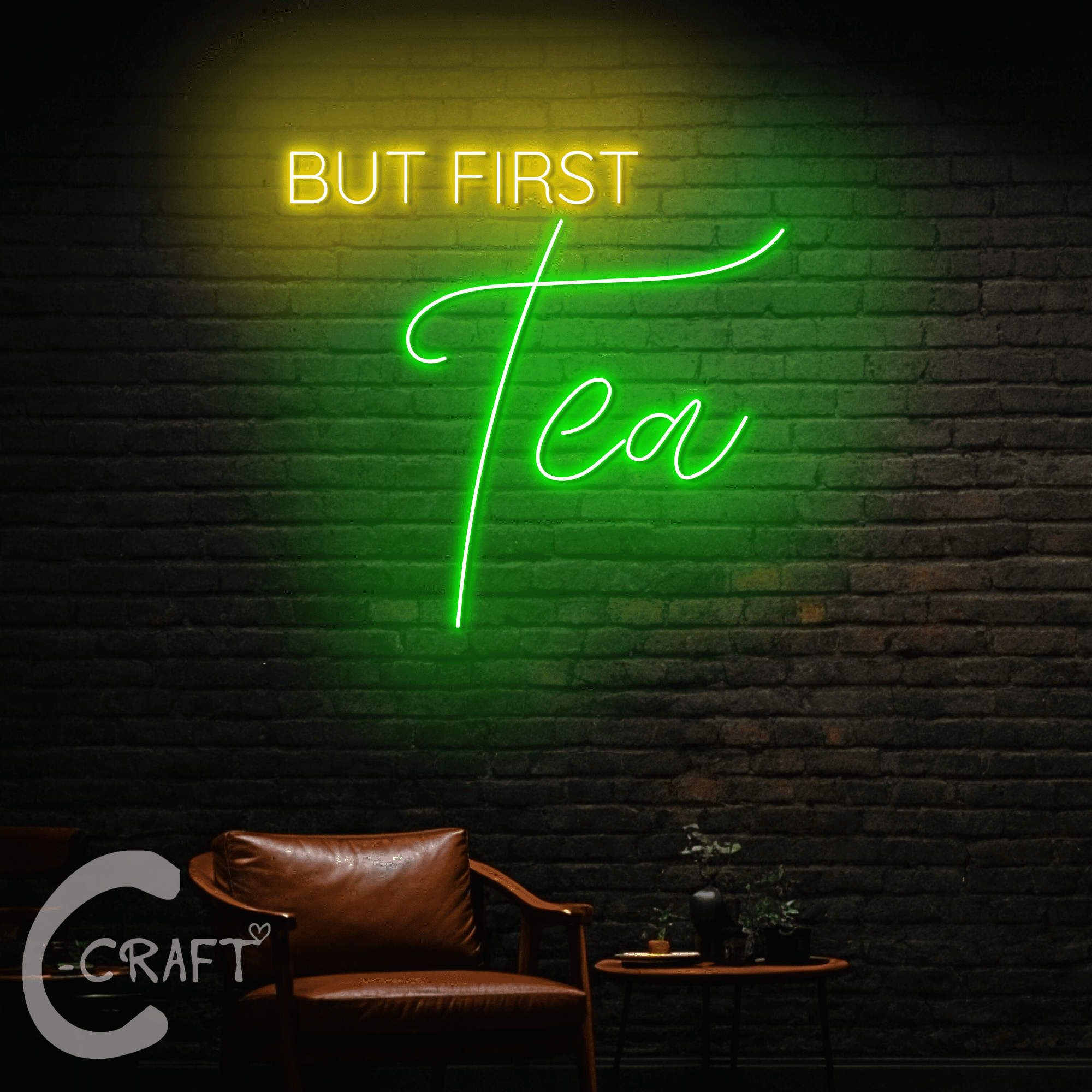 C-CRAFT But First Tea Neon Led Light Up 35 inch for Tea Shop Wall Decor ...