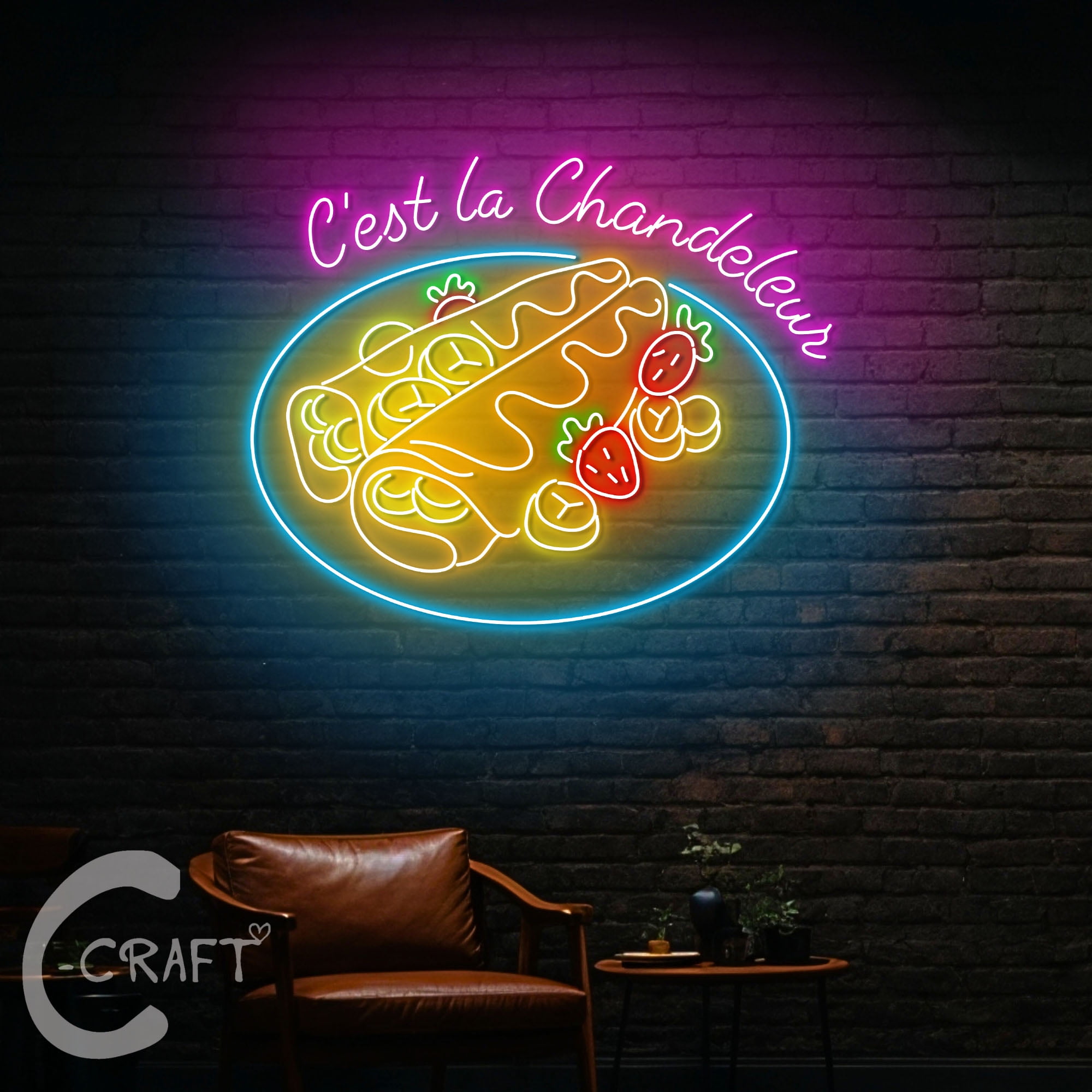 C-CRAFT C'est La Chandeleur Neon Led Light Up 35 inch for French Crepes ...
