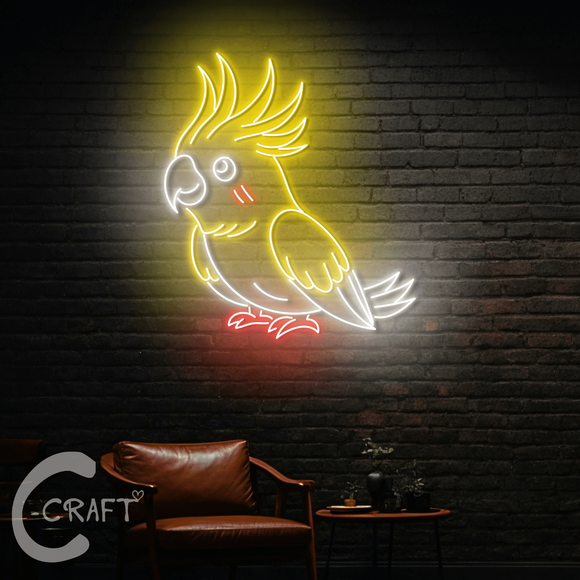 C-CRAFT Cockatiel Bird Neon Led Light Up 25 inch for Bird Shop Home ...