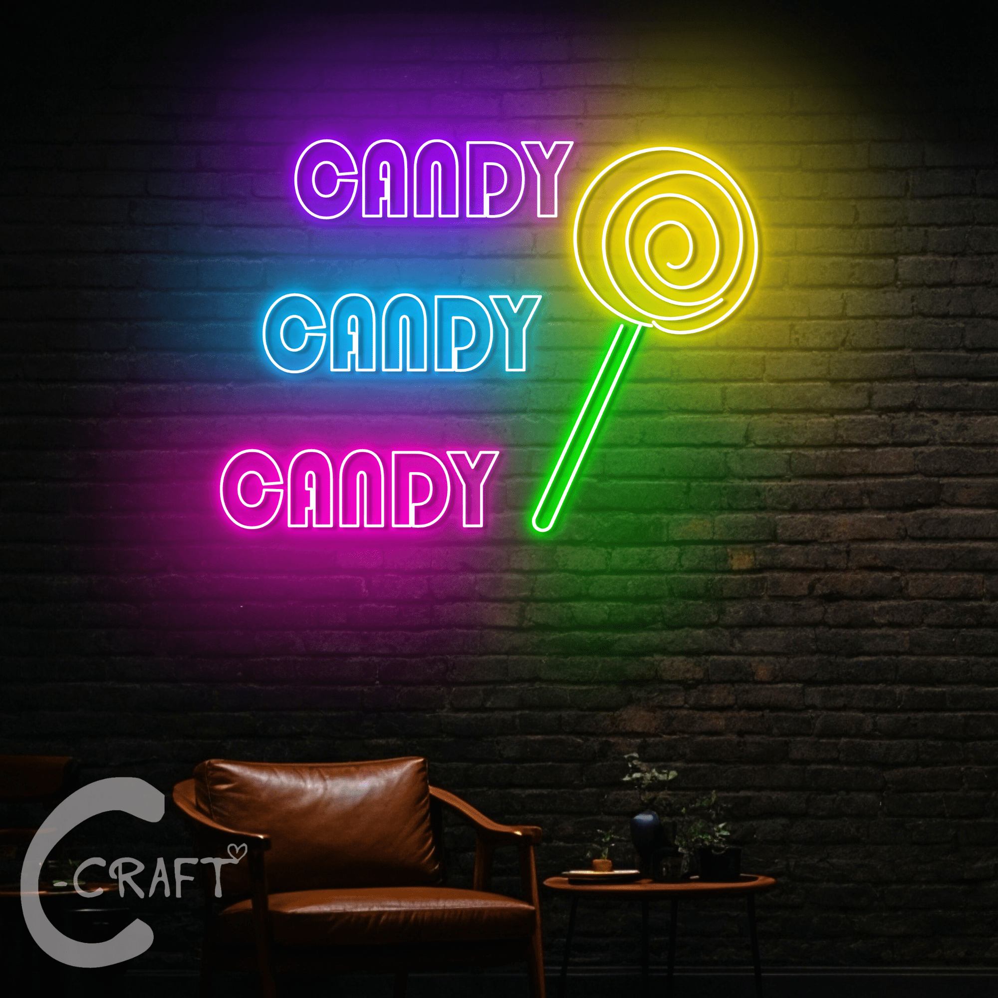 C-CRAFT Candy Candy Candy Neon Led Light Up 25 inch for Candy Lollipop ...