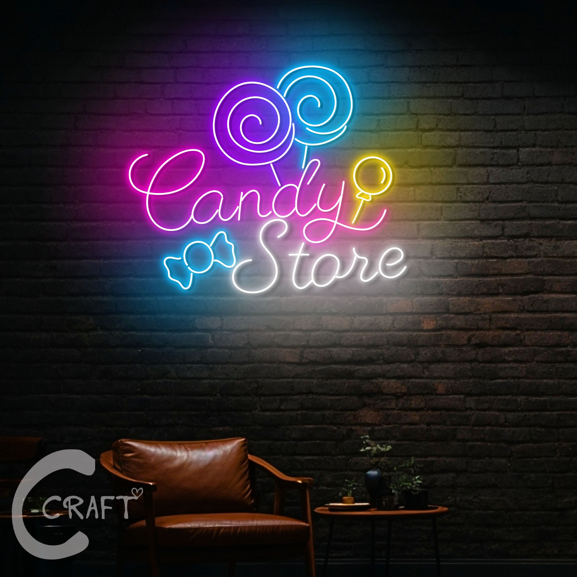 C-CRAFT Candy Neon Led Light Up 27 inch for Candy Lollipop Store Wall ...