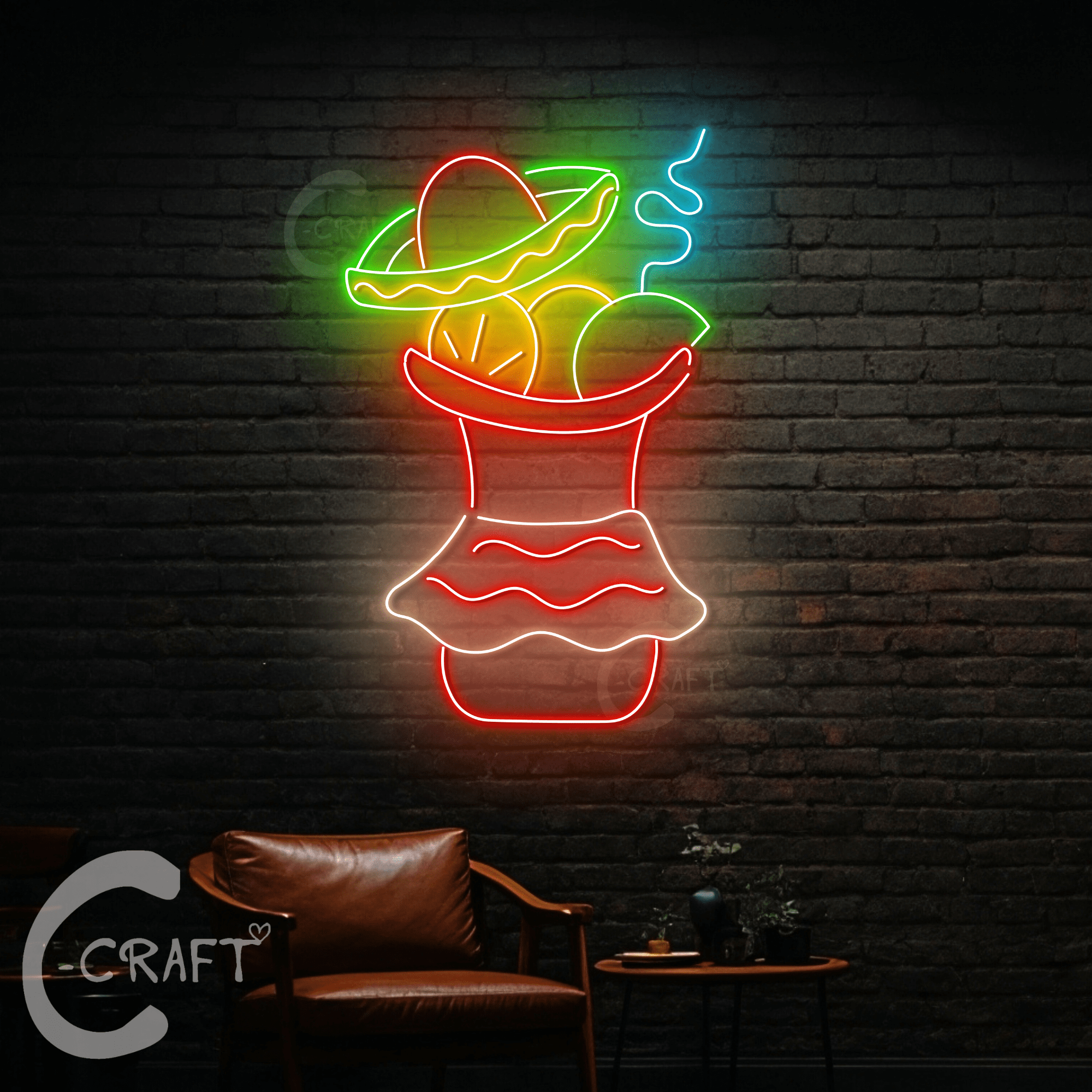 C-CRAFT Cantarito Neon Sign Led Light Up 38 inch for Mexican Bar Pub ...