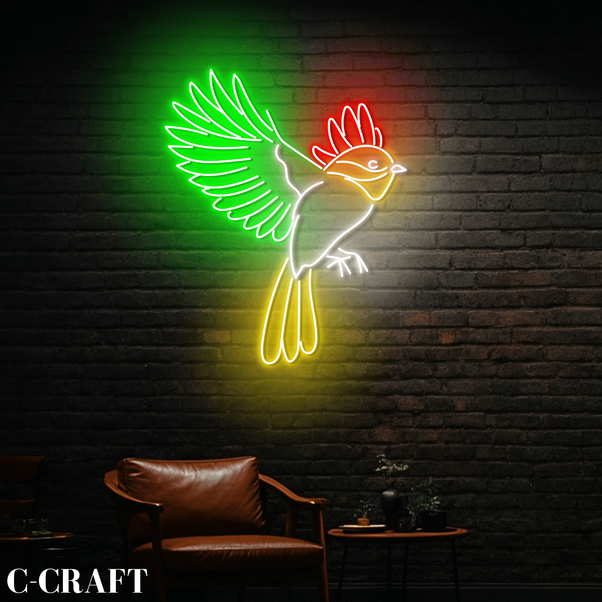 C-CRAFT Cardinal Bird Wall Art Led Light Neon Sign For Bird Shop Decor ...