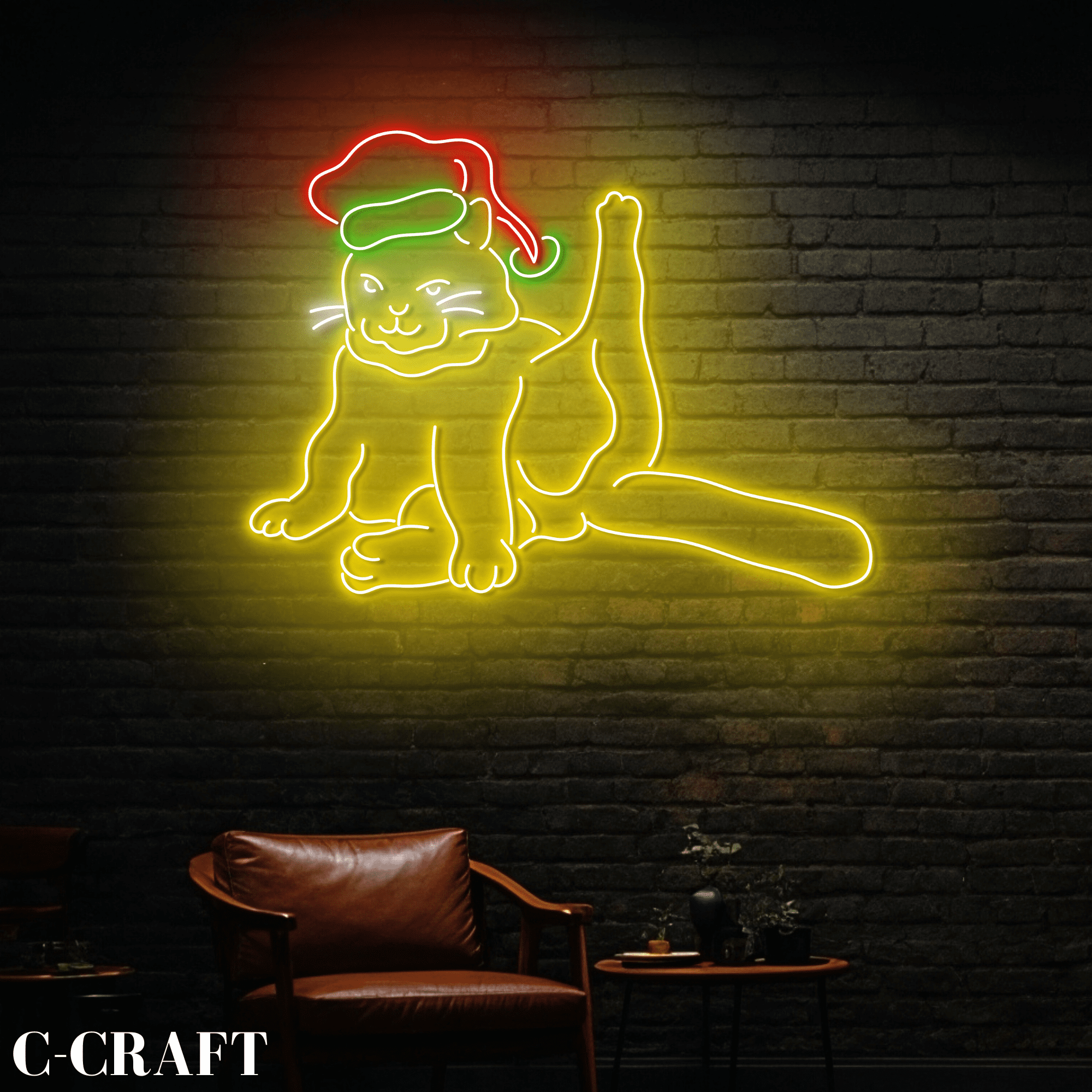 C-CRAFT Cat Funny Pose Neon Led Light Sign for Christmas Cat Clinic ...