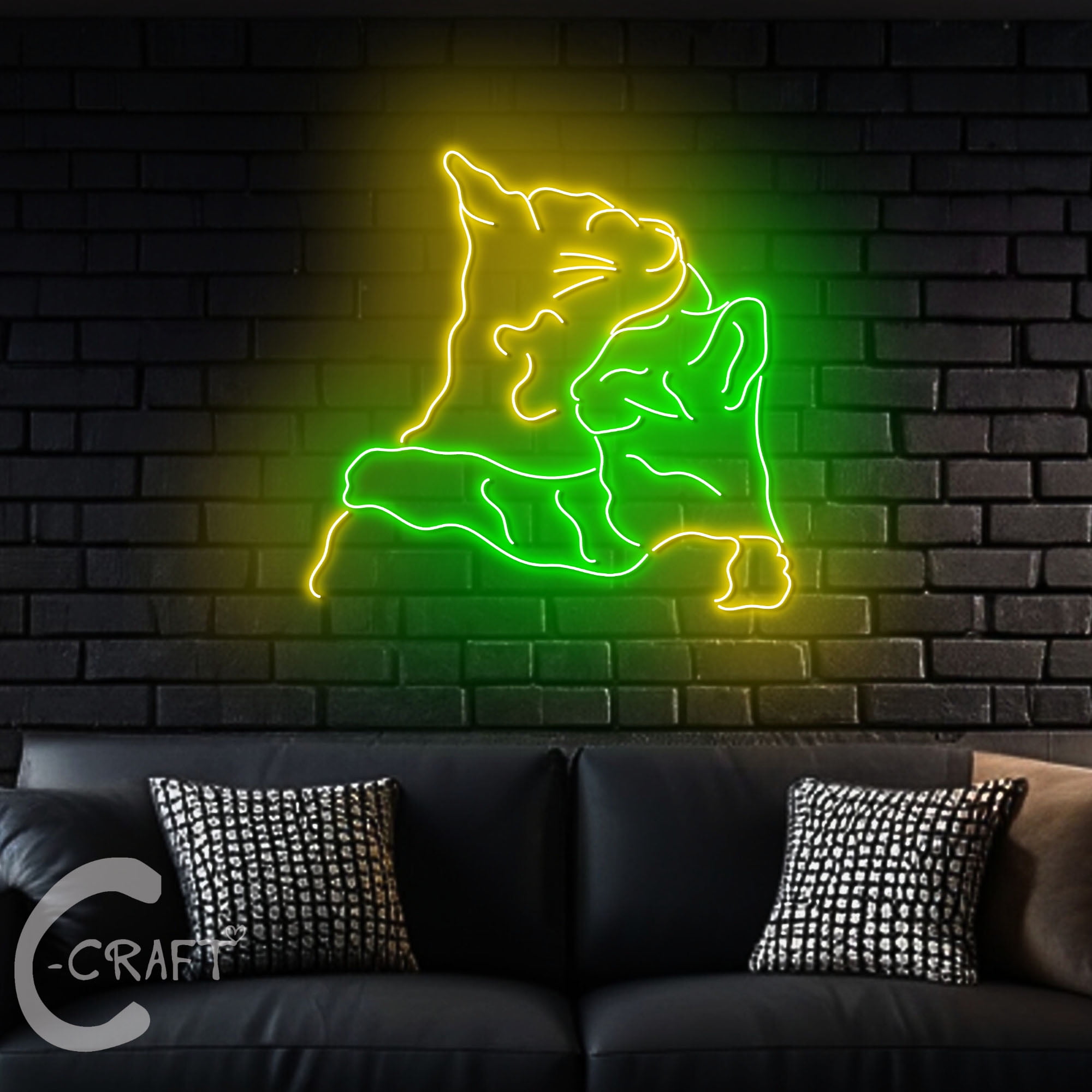 C-CRAFT Cats Cuddling Led Light Up 38 inch for Cat Clinic Bedroom Wall ...