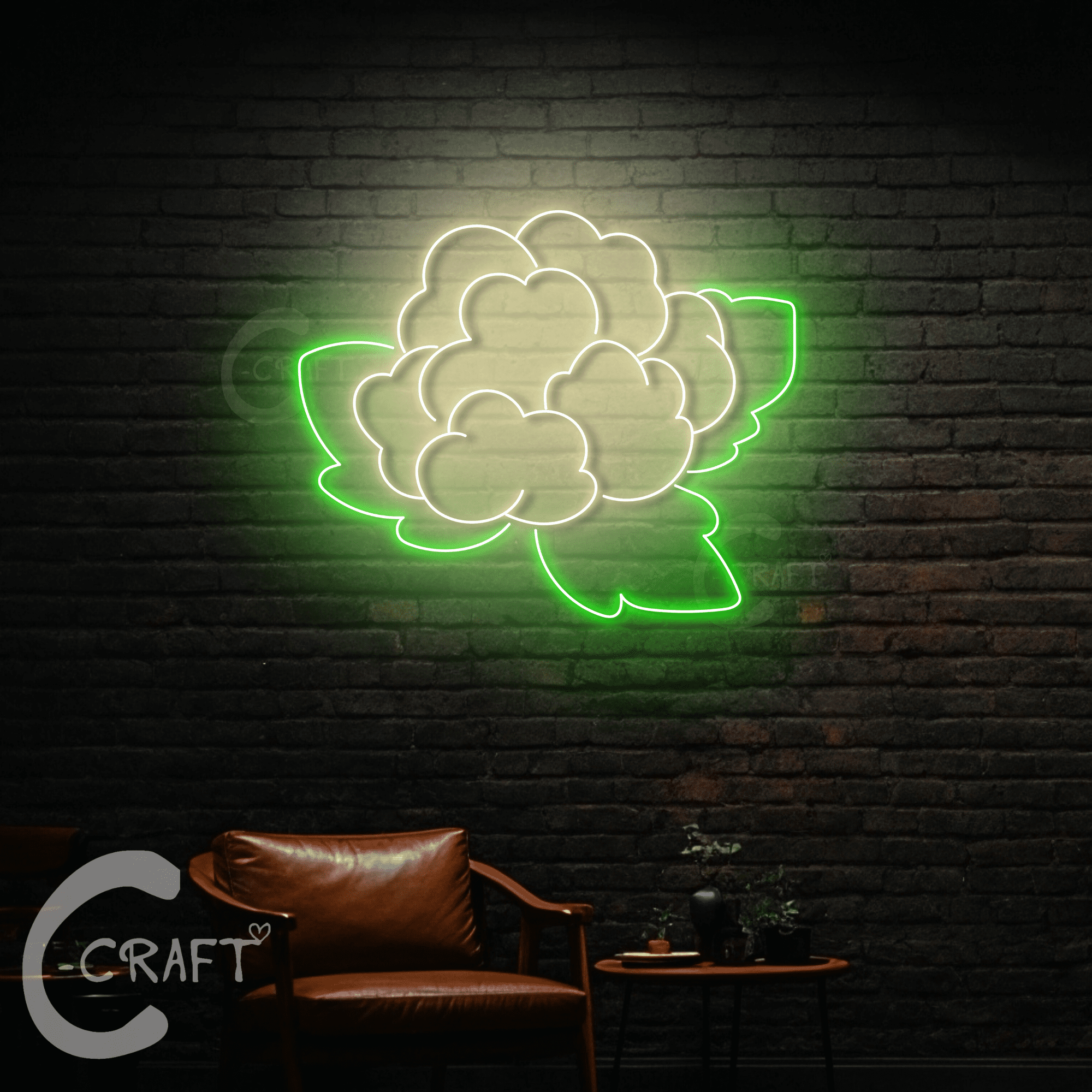 C-CRAFT Cauliflower Neon Sign Led Light Up 38 inch for Vegetable Store ...
